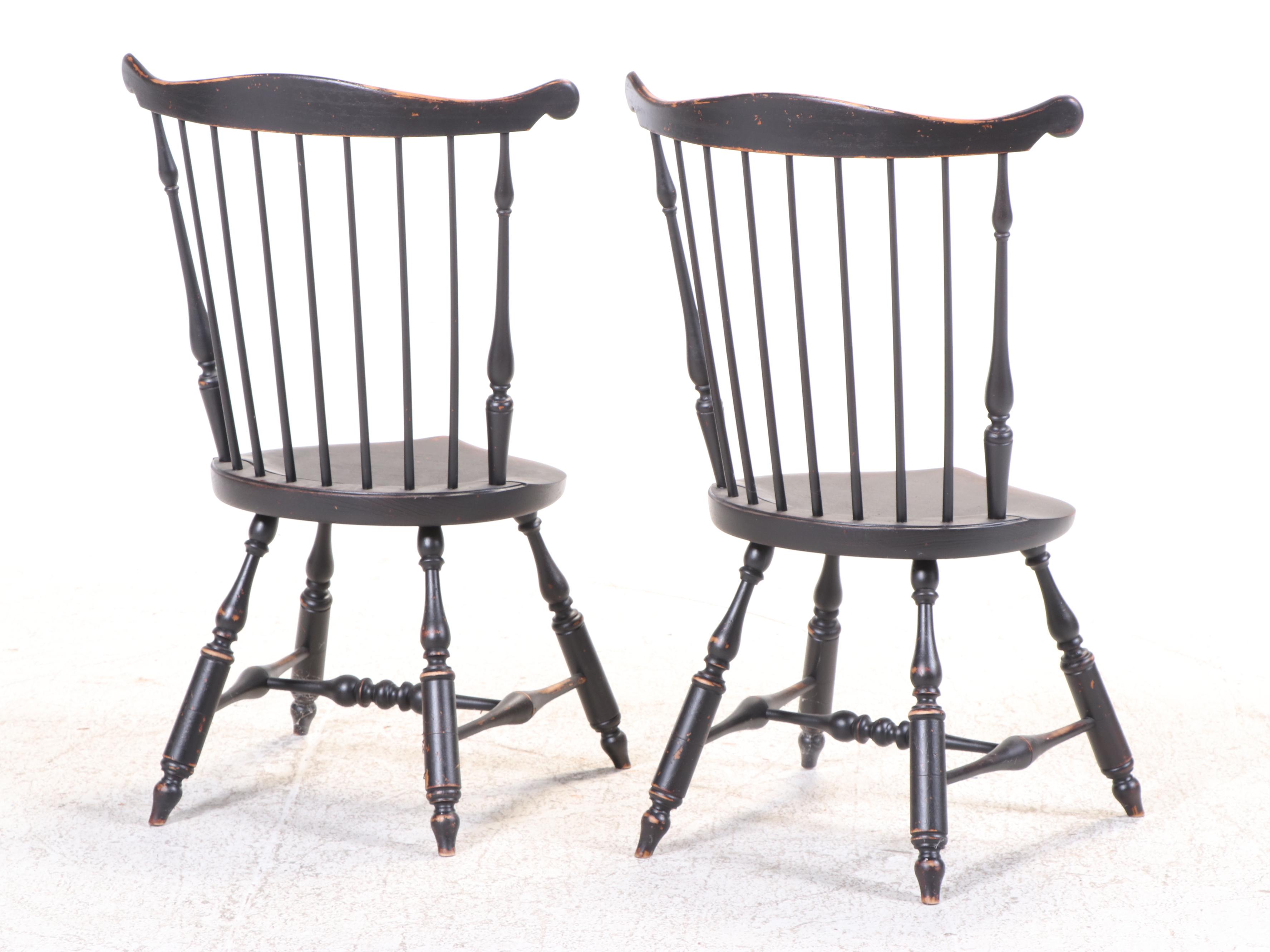 Pair of River Bend Chair Co. Ebonized Comb-Back Windsor Side Chairs ...