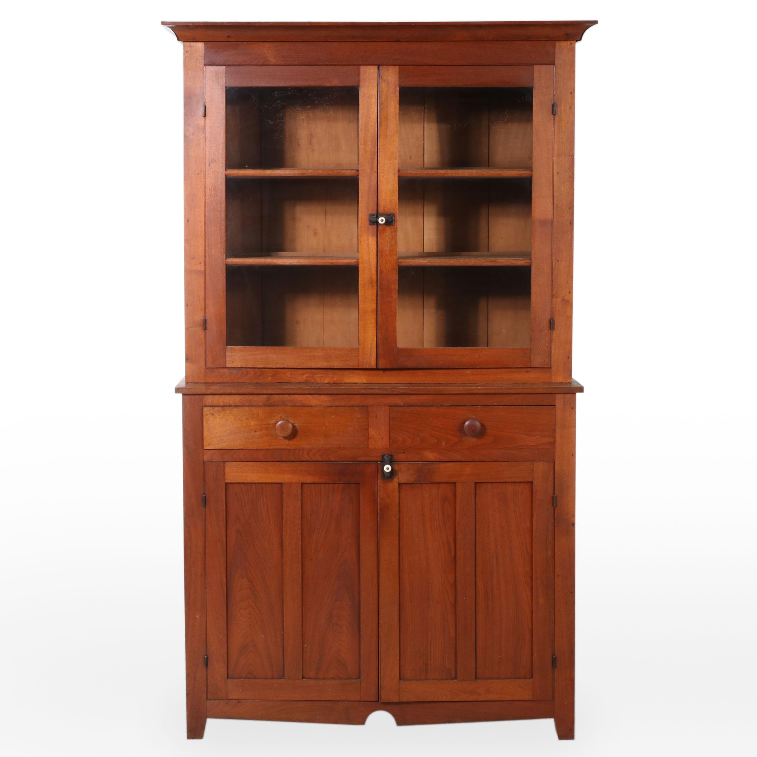 American Primitive Walnut Stepback Cupboard, Late 19th Century | EBTH