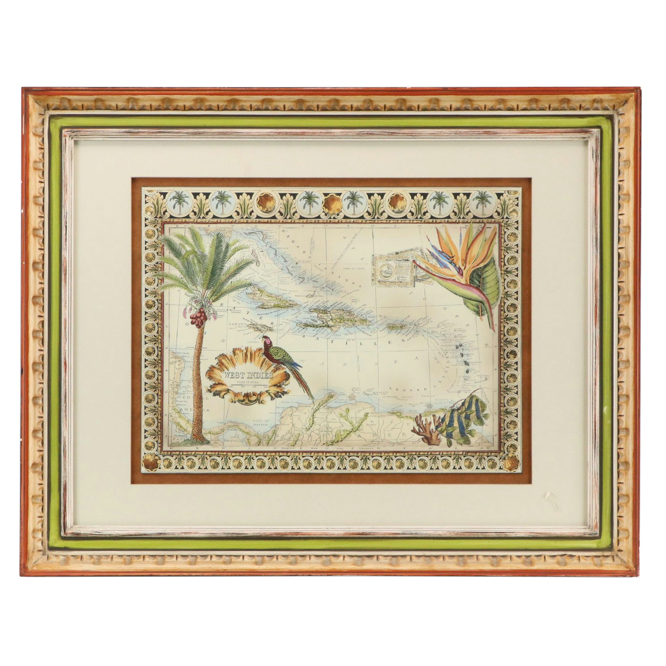 Hand-Colored Lithograph Maps of West and East Indies | Everything But ...