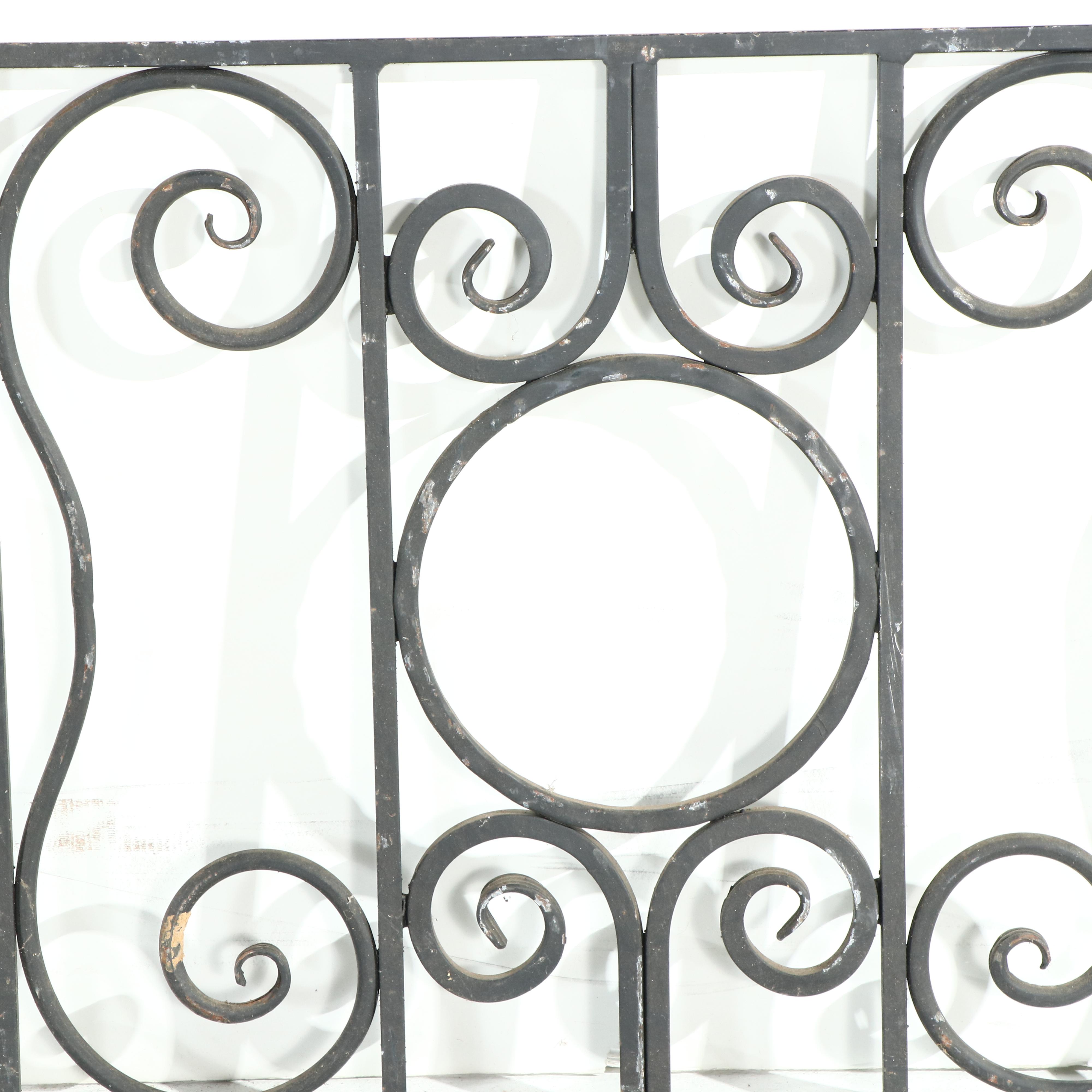 Late Victorian Style Hand-Forged Wrought Iron Transom Grate with Window ...