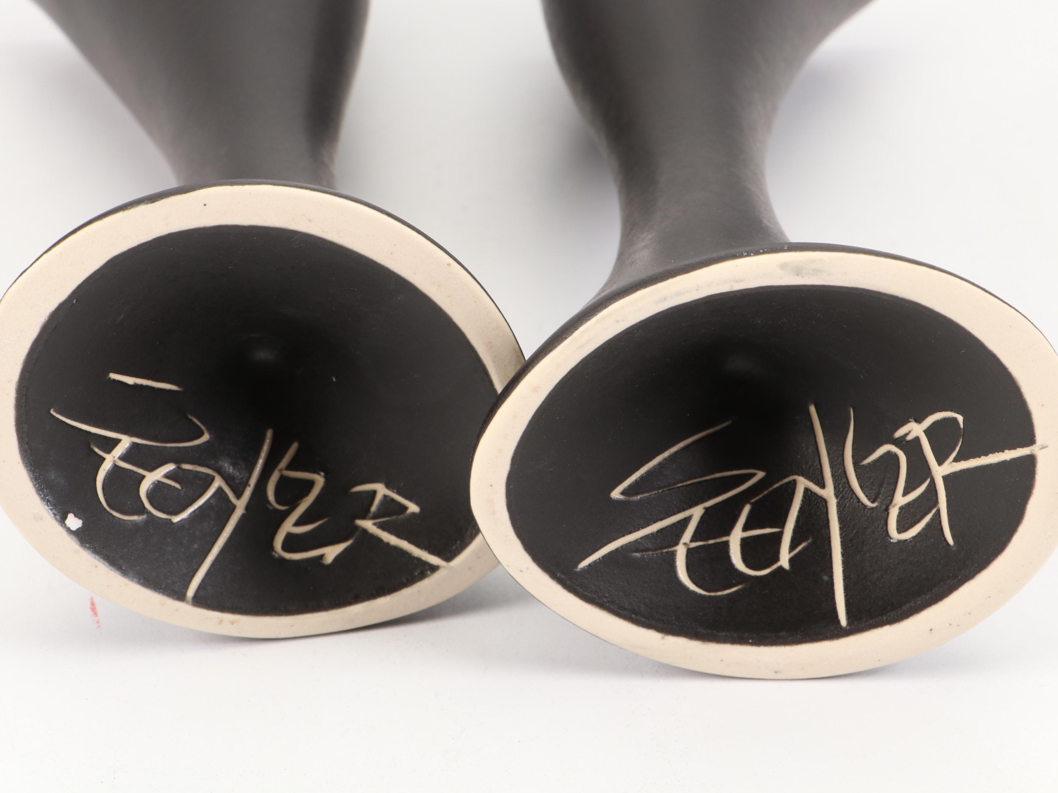 Peter Saenger Modern Ceramic Stemware in Matte Black, 1990s ...