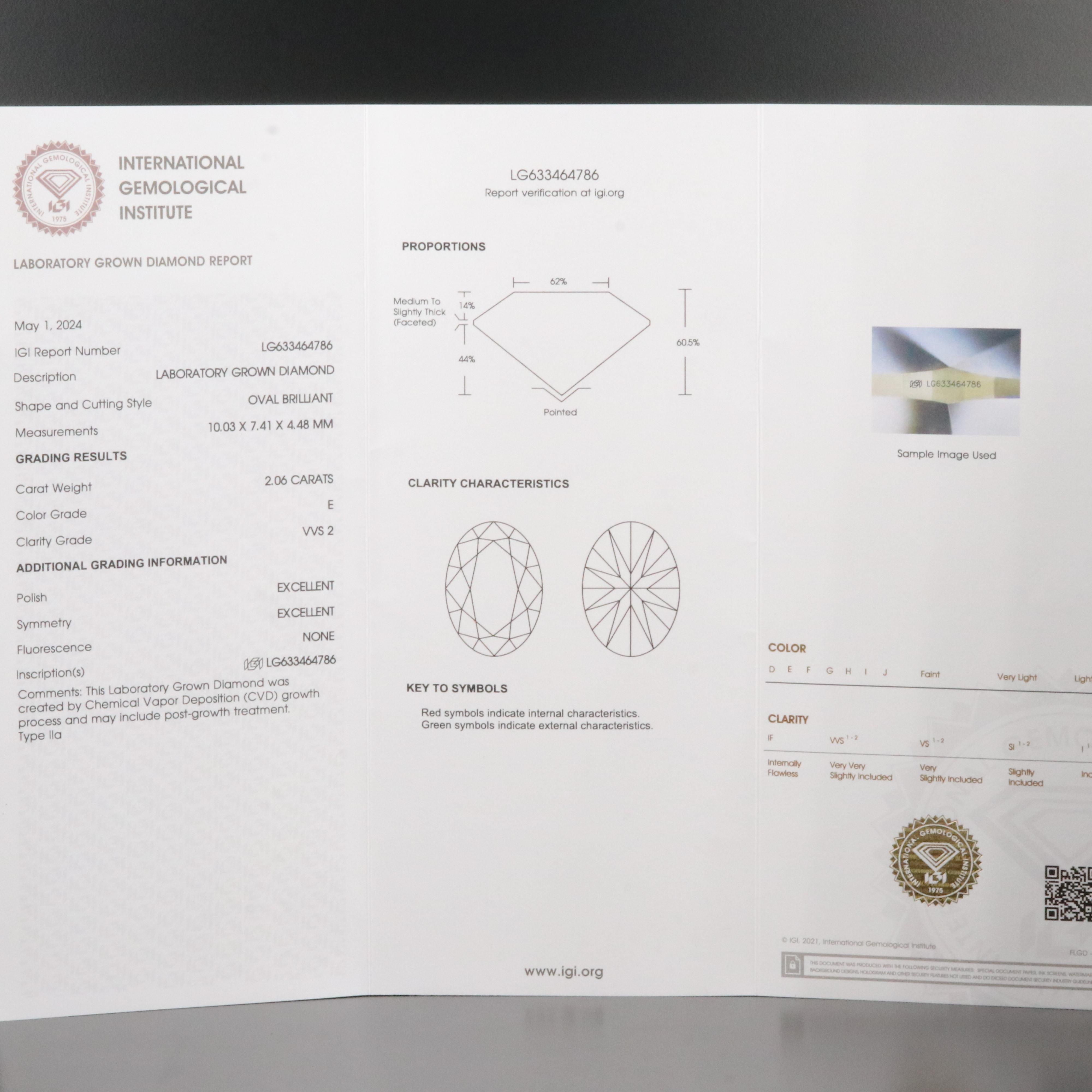Loose 2.06 CT Lab Grown Diamond with IGI Report | Everything But The House