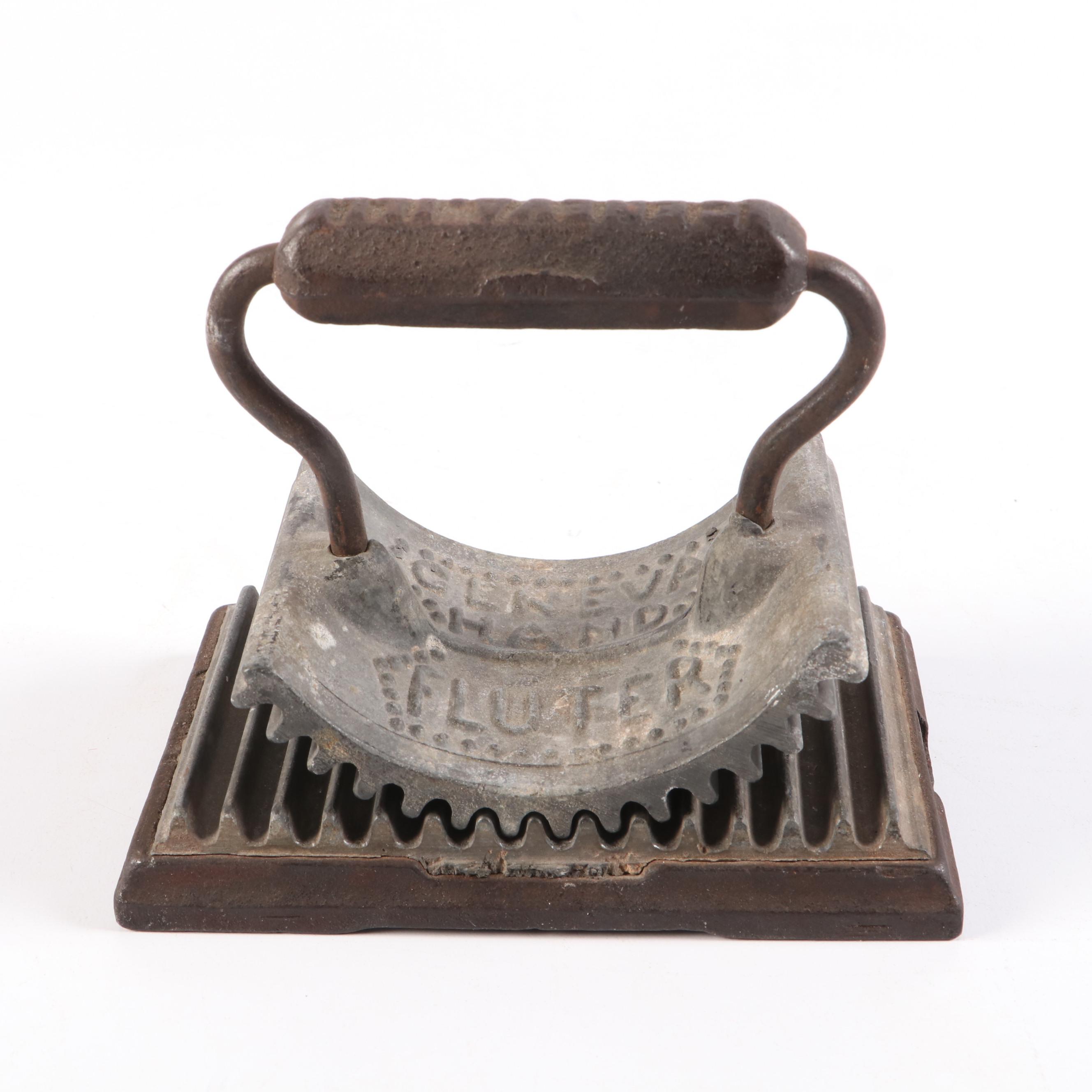 Geneva Hand Fluter Cast Iron Sad Iron with Primitive Style Toleware ...