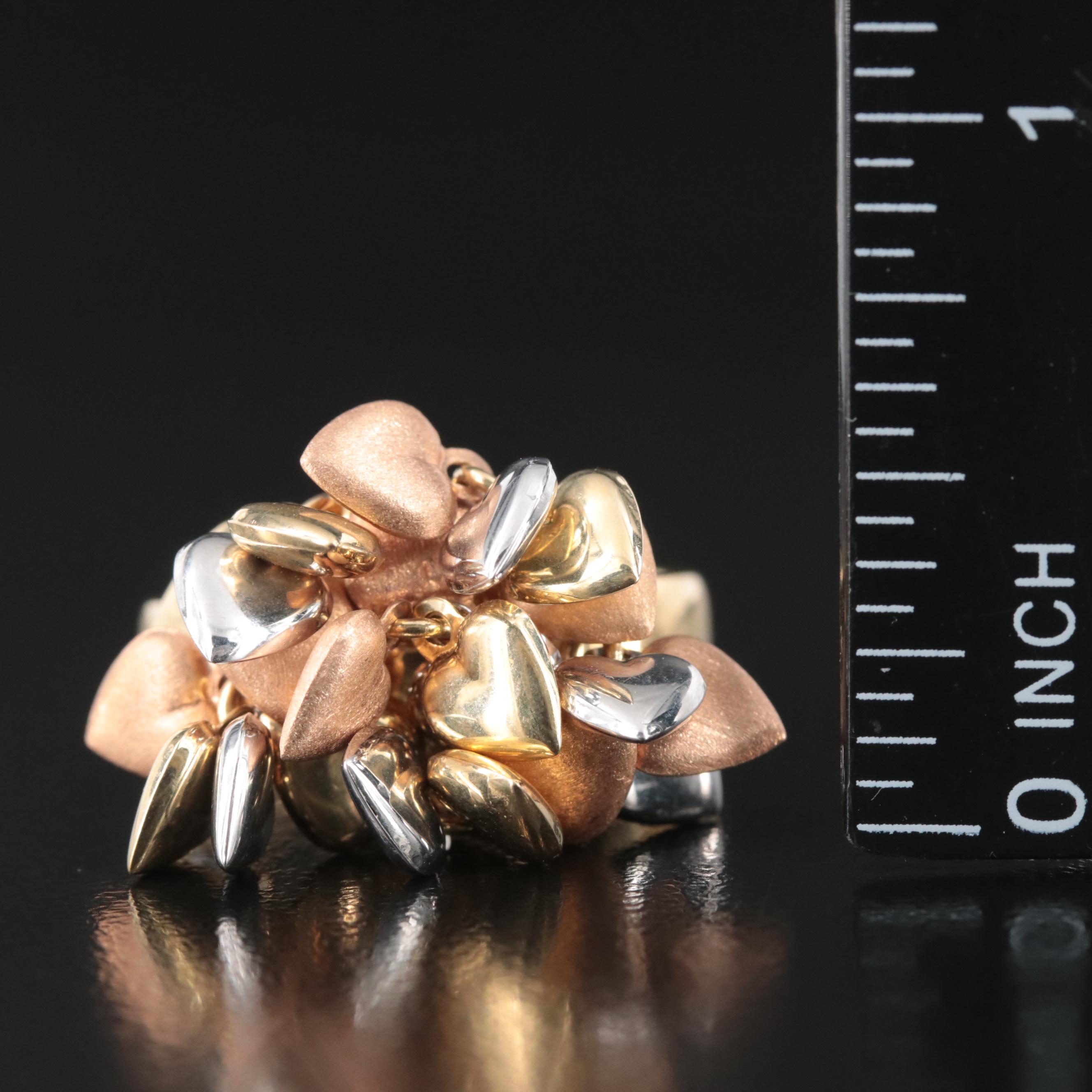 Italian Milor 18K Tri-Color Heart Pom Pom Ring | Everything But The House
