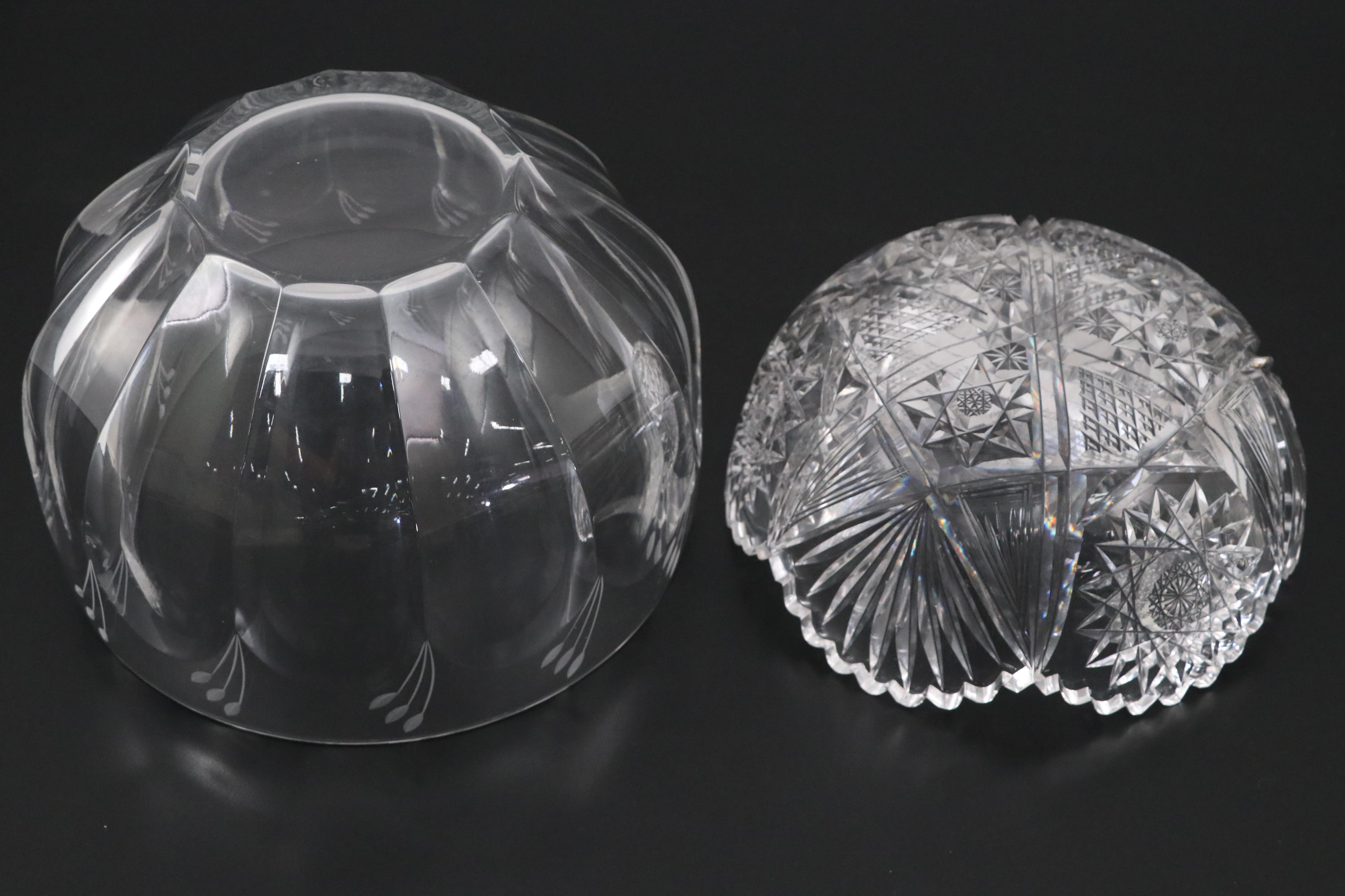 American Brilliant Style Glass Bowl, Christofle & More Glass Table ...