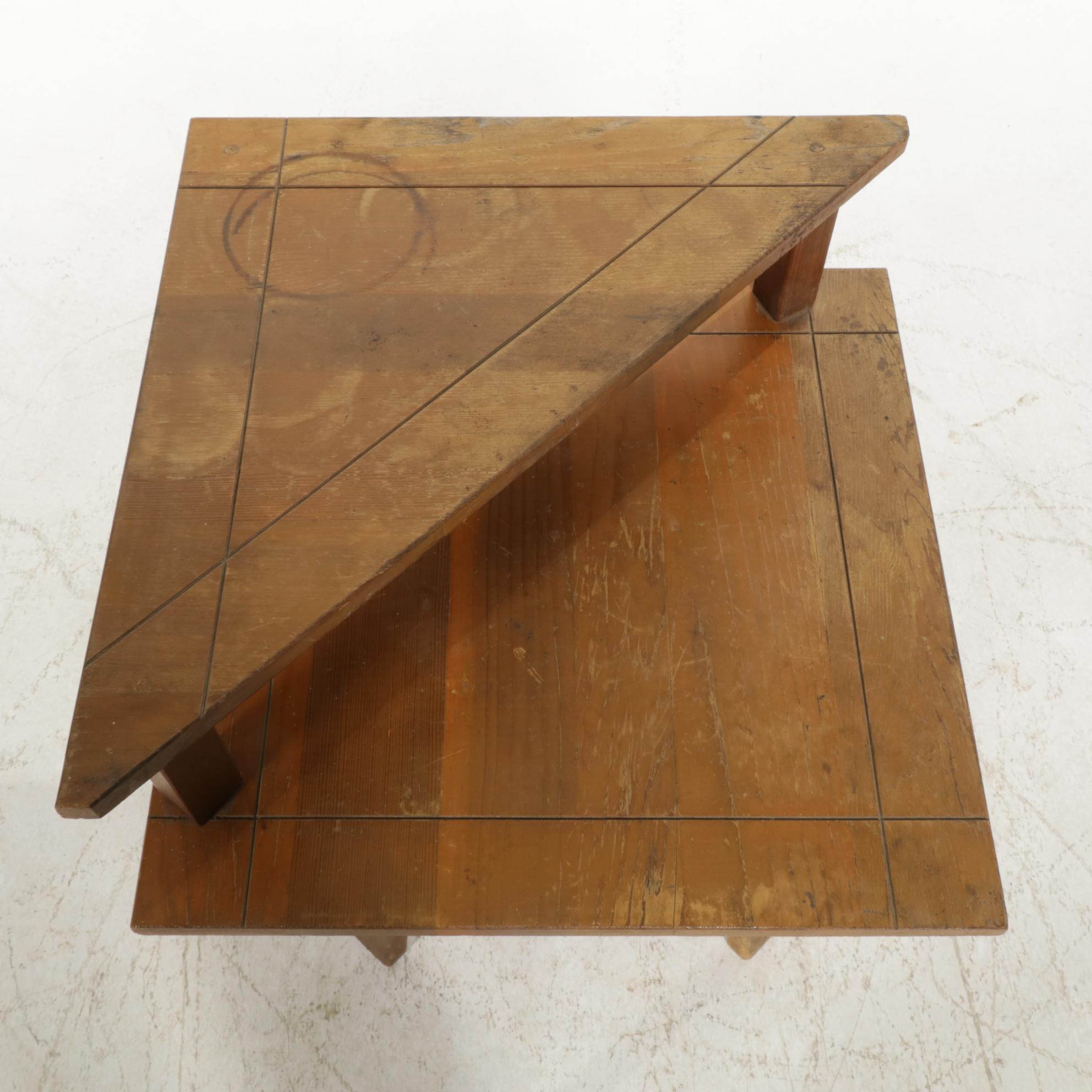 Mid Century Modern Pine Corner End Table | Everything But The House