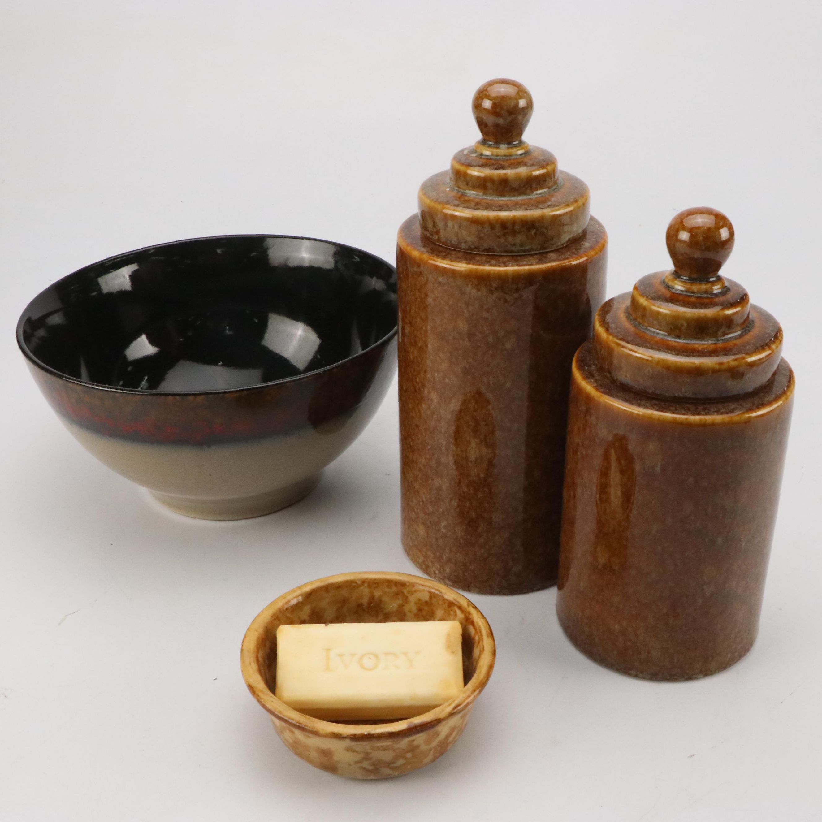 Mastercuisine Glazed Ceramic Bowl with Ceramic Lidded Jars and More ...