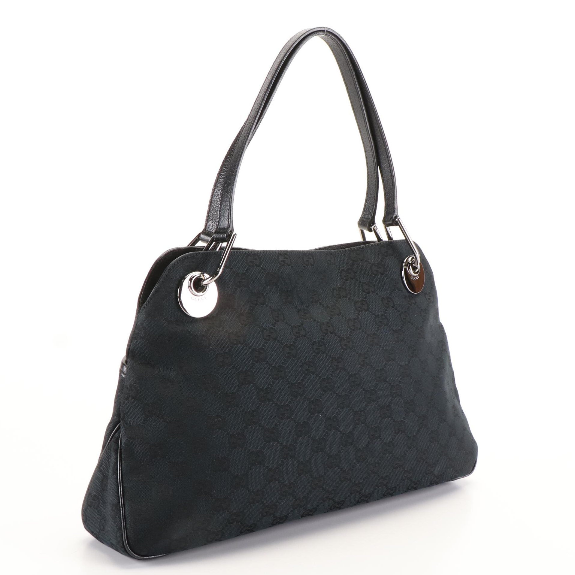 Gucci GG Canvas Eclipse Black Shoulder Bag | Everything But The House