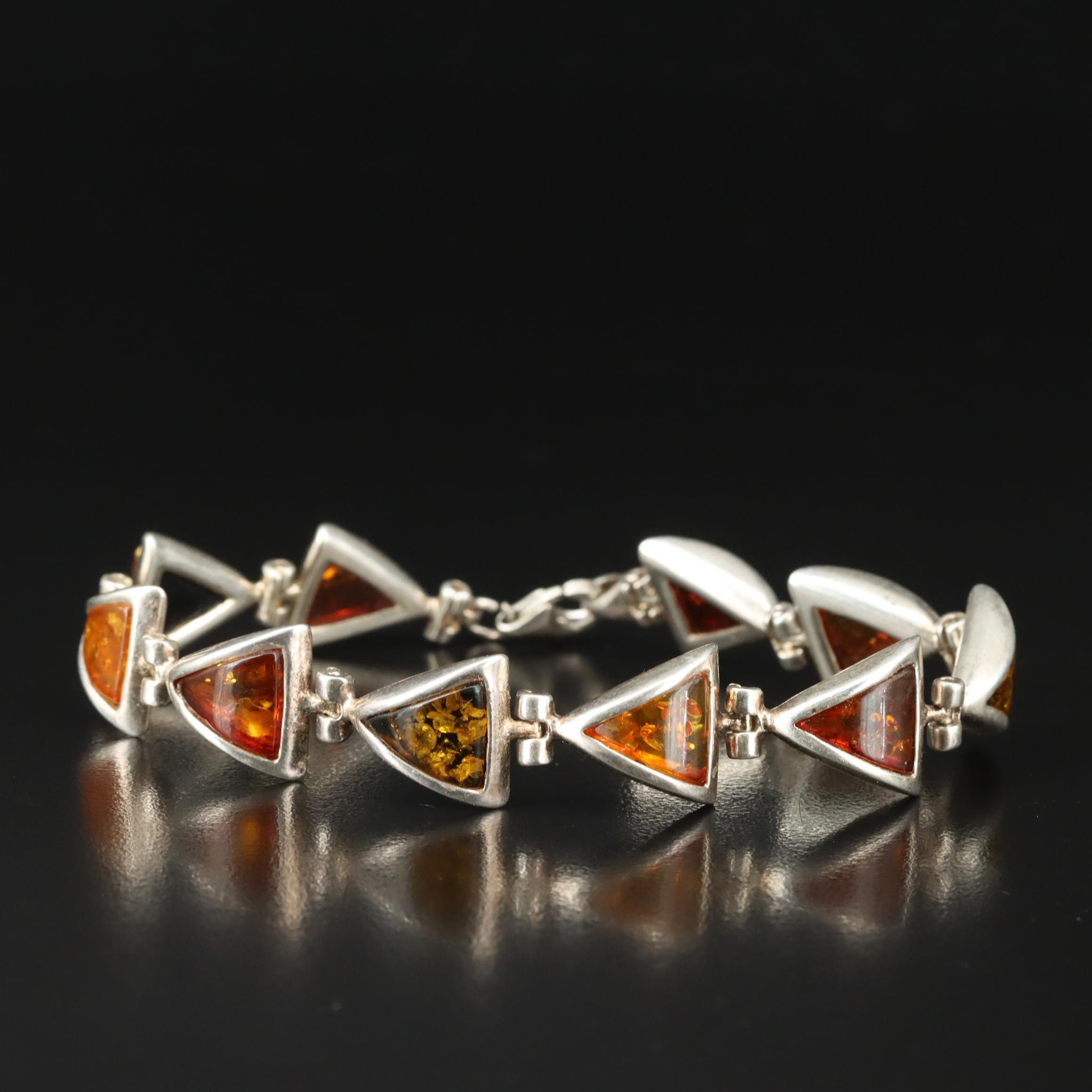 Sterling Amber Triangular Link Bracelet | Everything But The House