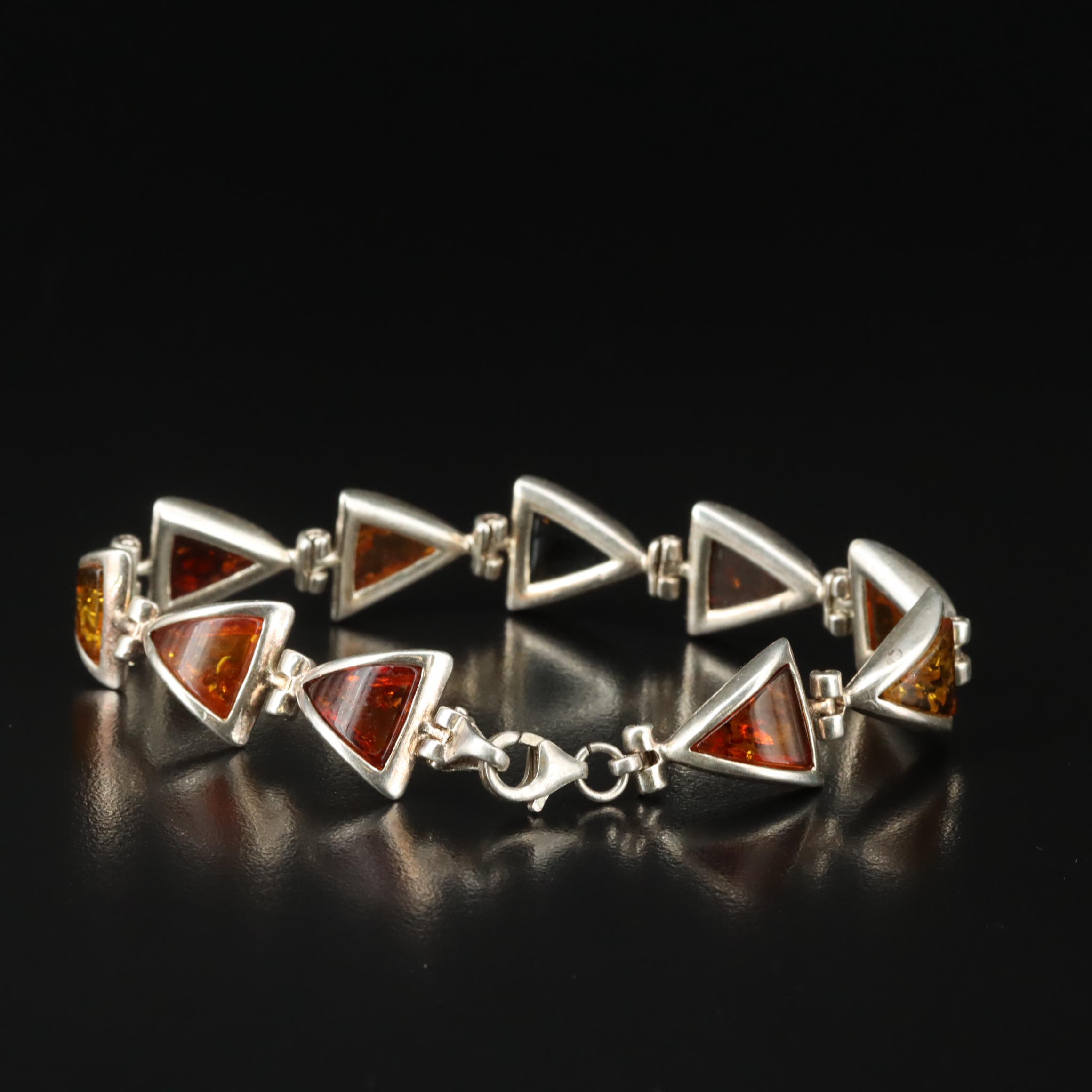 Sterling Amber Triangular Link Bracelet | Everything But The House