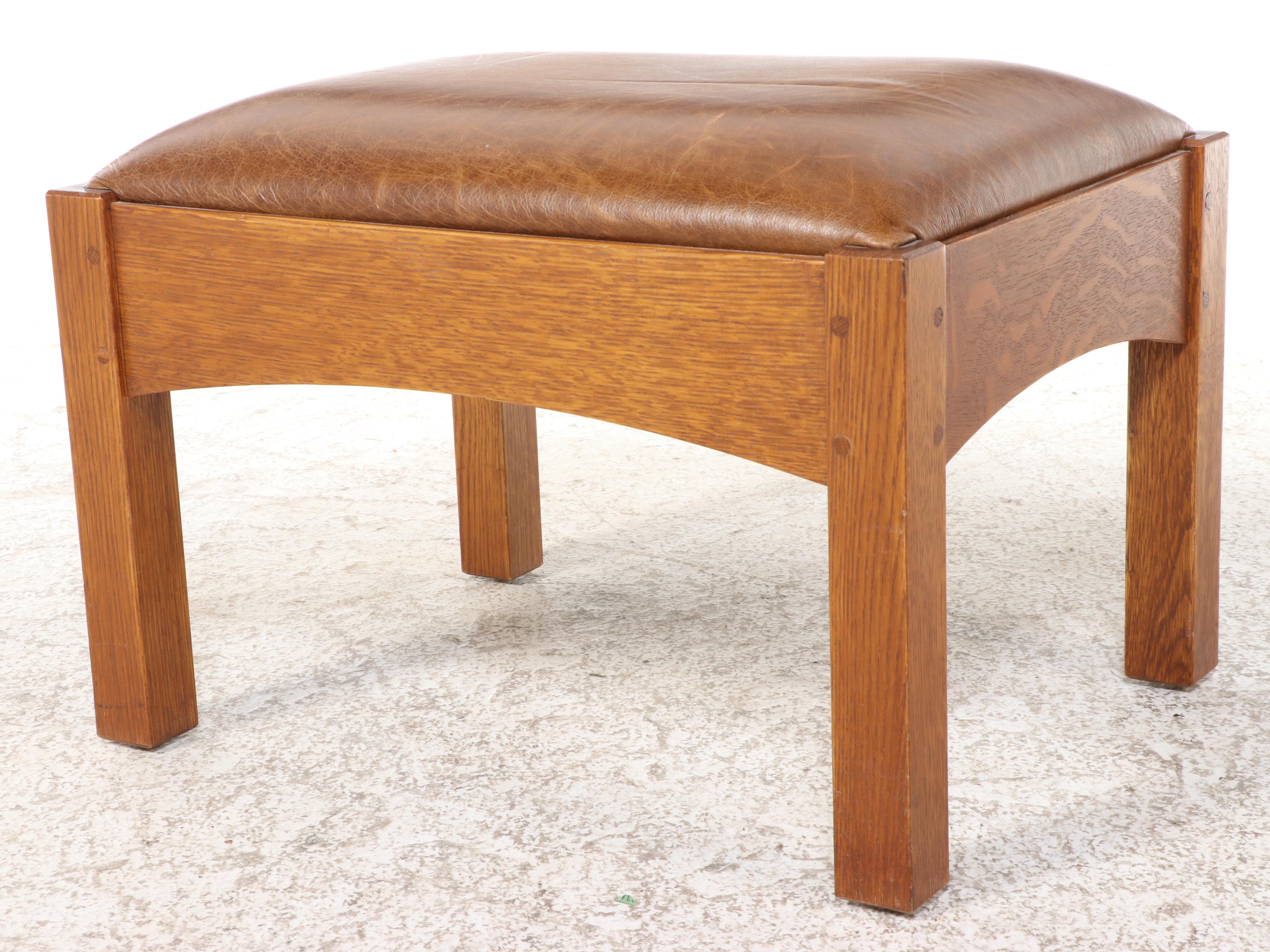 Stickley Craftsman Style Oak Footstool | Everything But The House