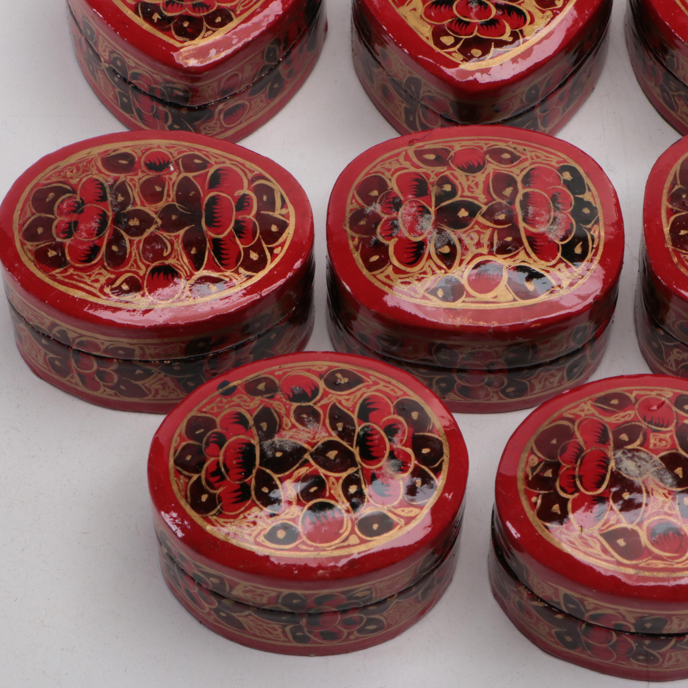 Indian Folk Art Hand-Painted Kashmiri Papier-Mâché Boxes | EBTH