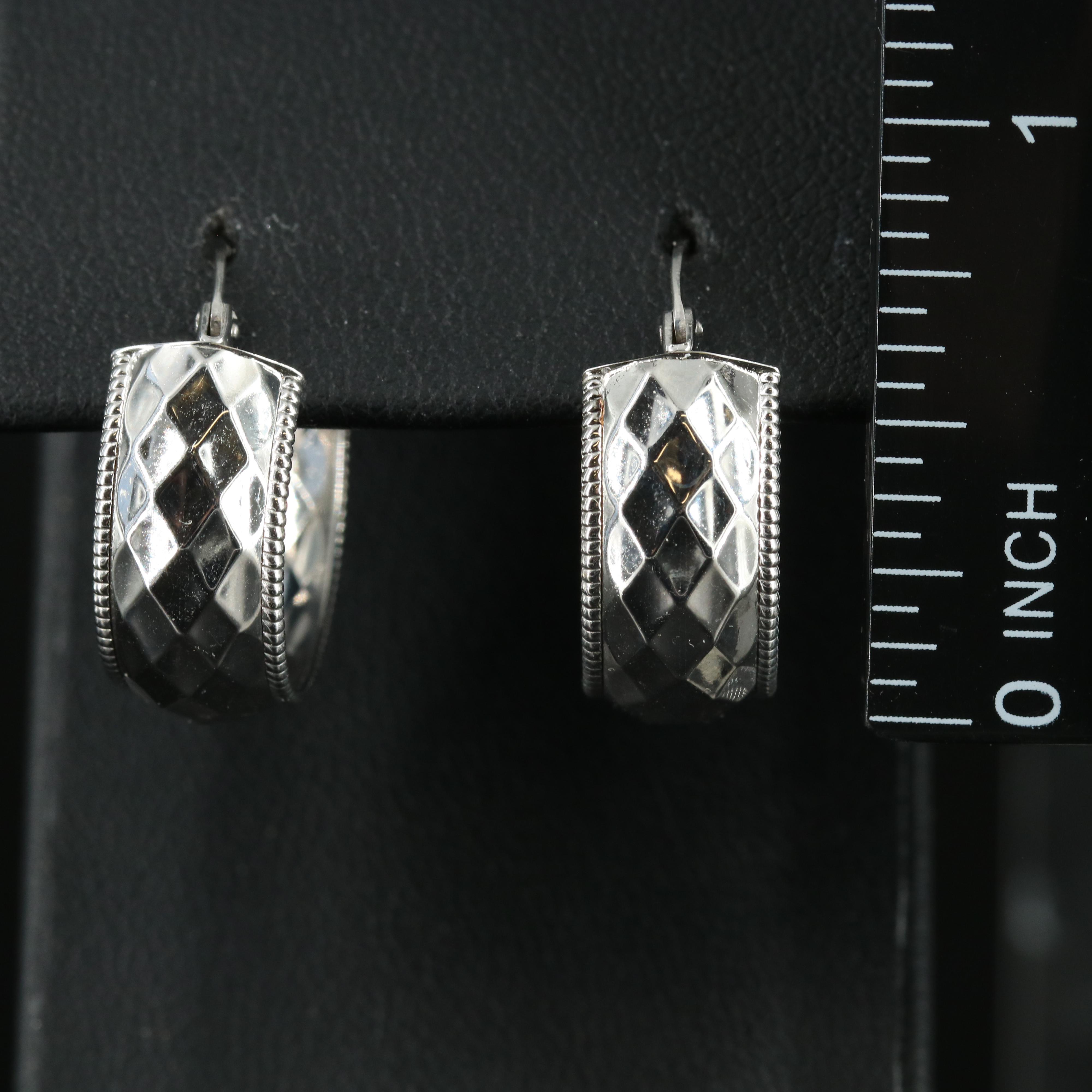 14K Diamond Patterned Hoops | Everything But The House