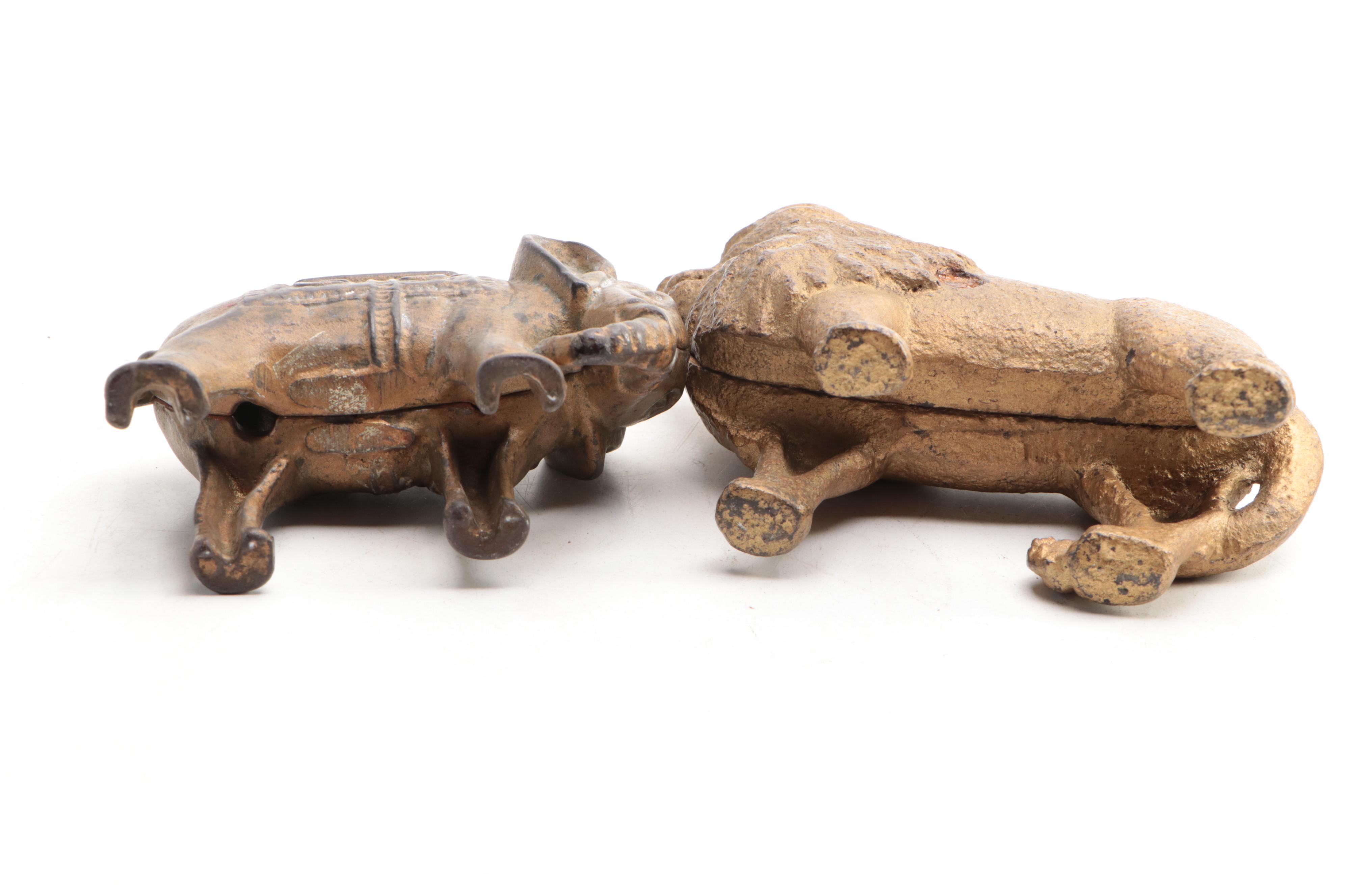 Cast Iron Elephant, Stag and Lion Novelty Coin Banks, Mid-20th Century ...