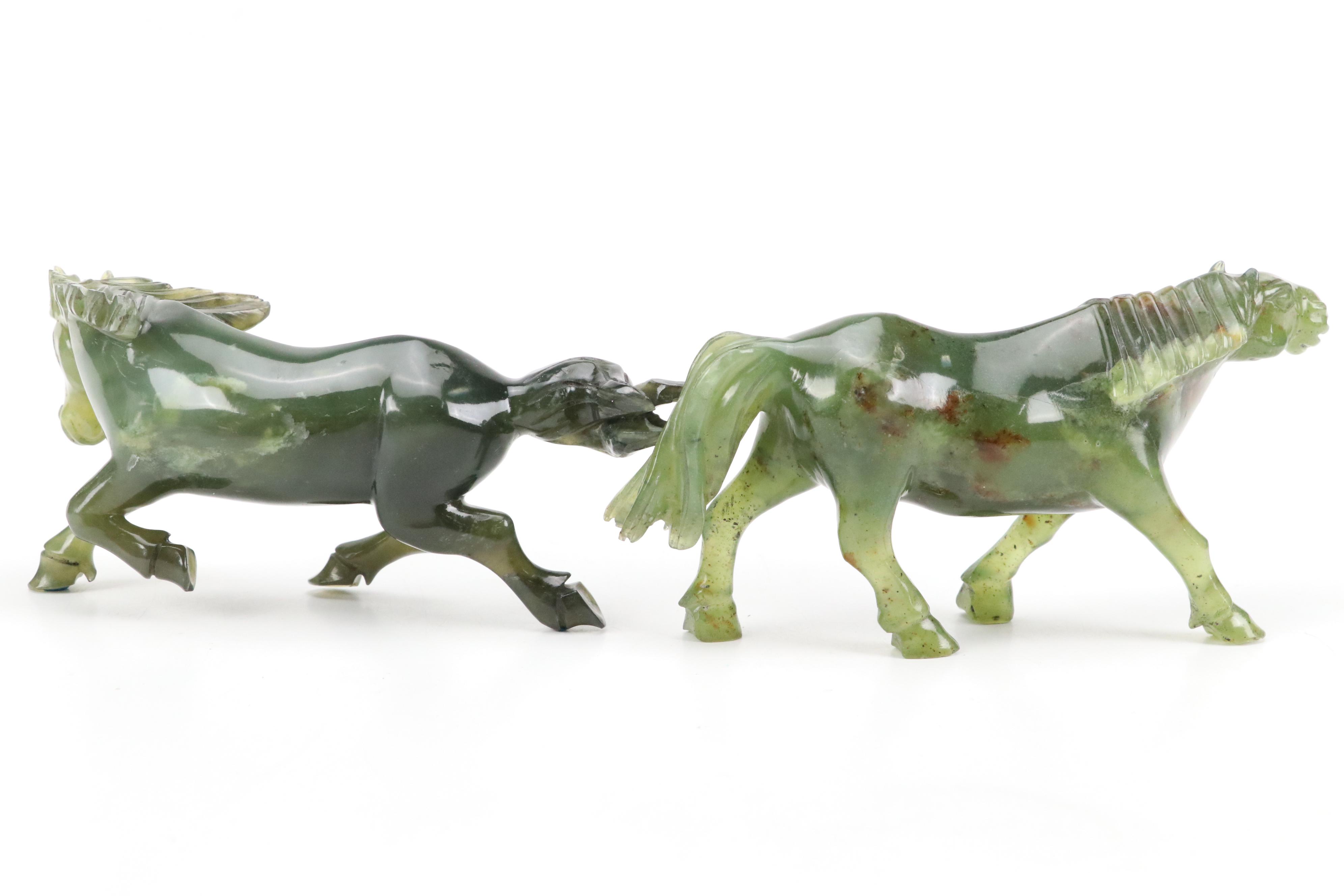 Chinese Carved Serpentine Horse Figurines | EBTH