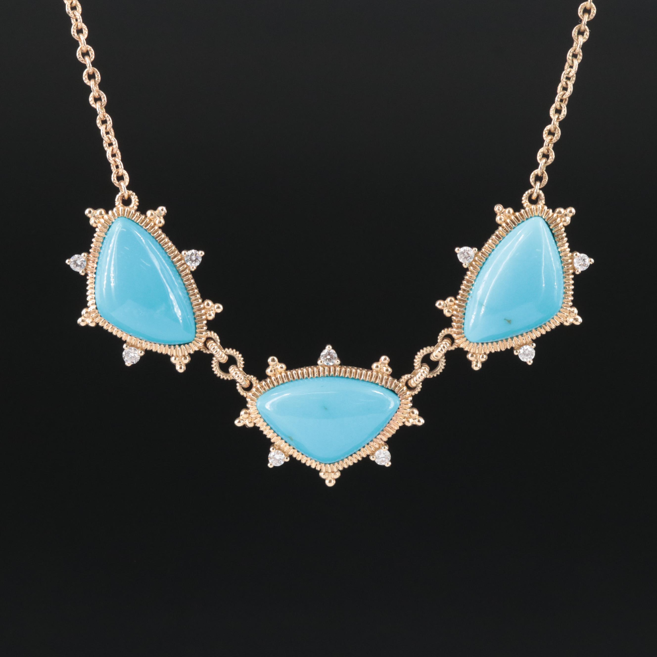 Judith Ripka 14K Turquoise and Diamond Necklace | Everything But The House