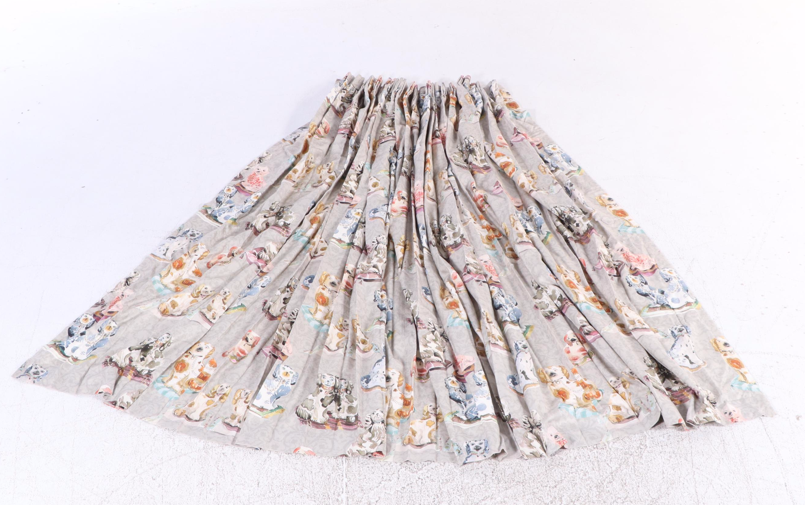 Kravet Staffordshire Spaniel Dog on Grey Curtain Panels | Everything ...