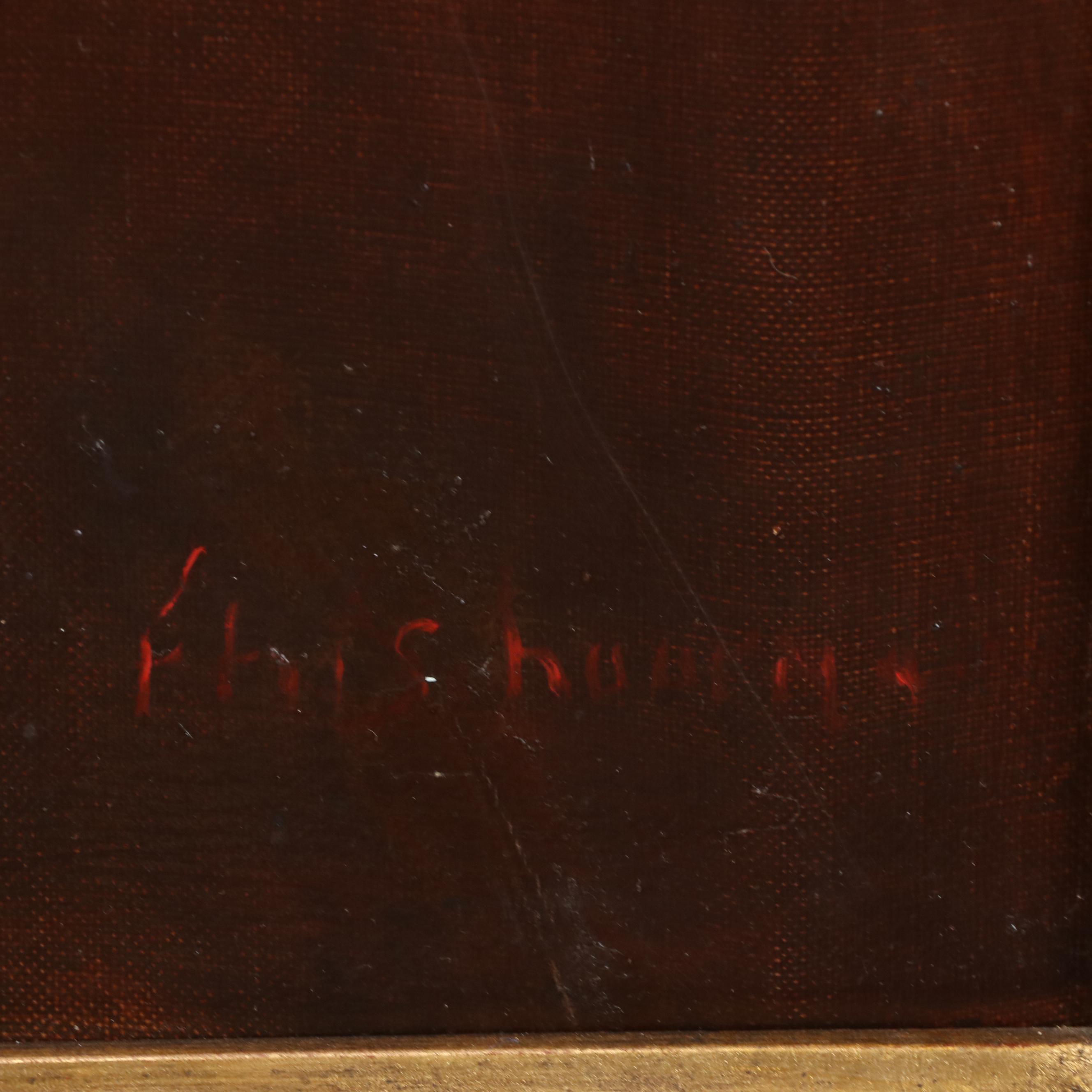 Franz Schoorman Oil Portrait of Old Man With Beard and Beret, Mid 20th ...