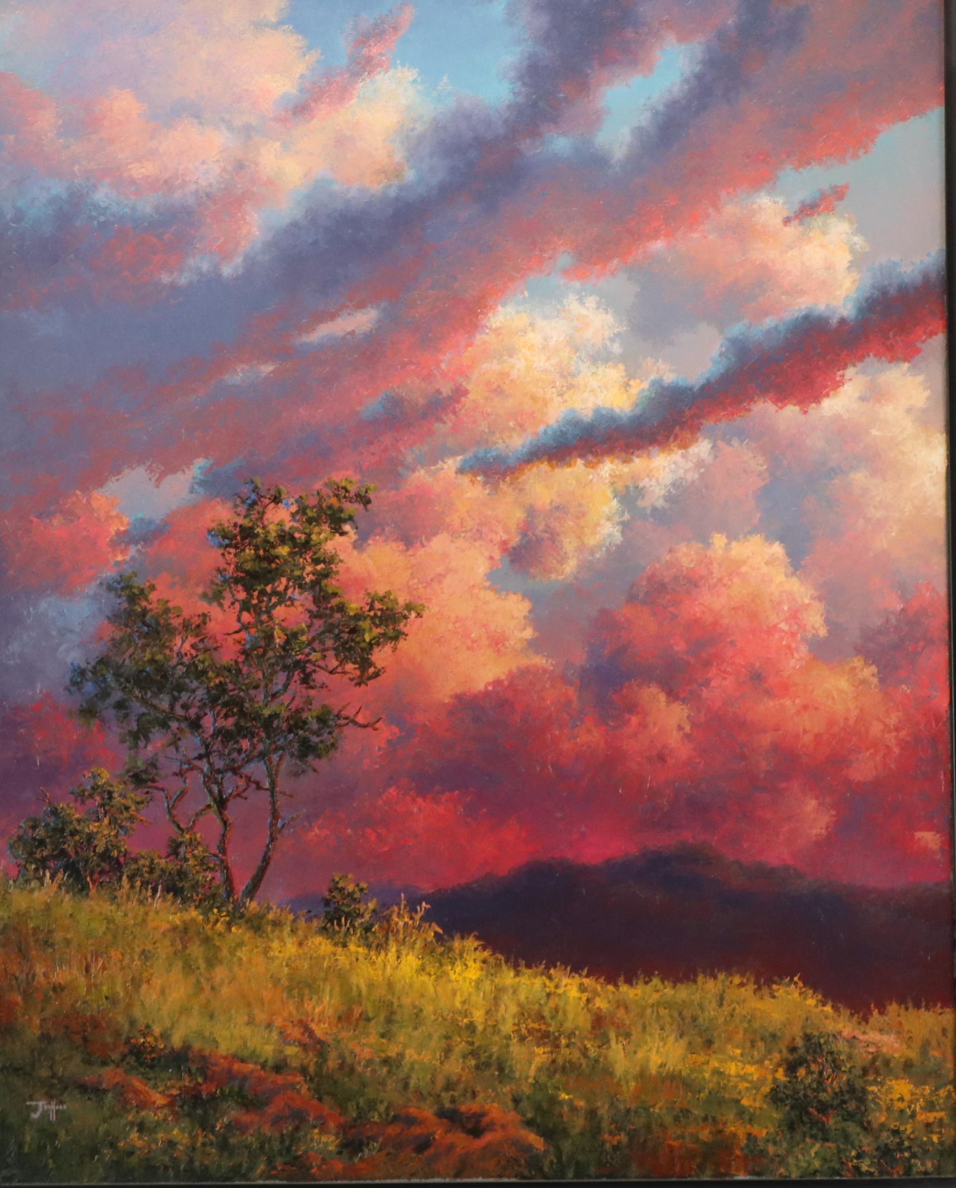 Sunset Landscape Oil Painting Featuring Tree | EBTH