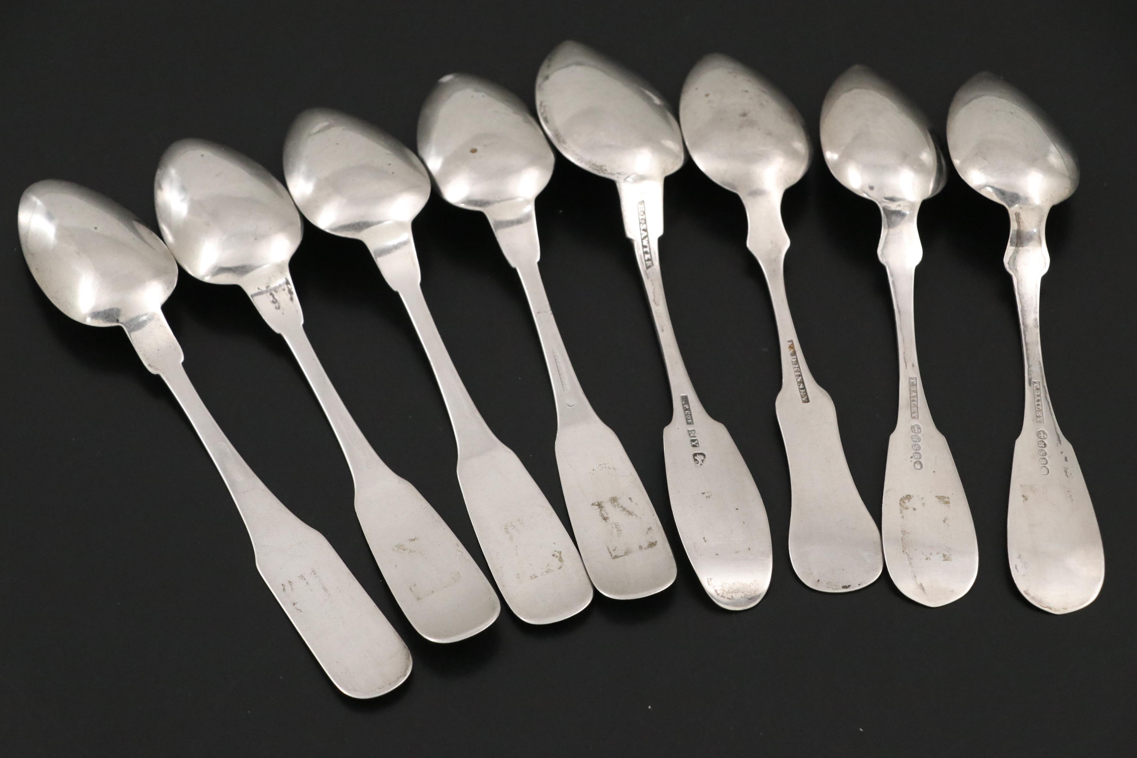 American Coin Silver Fiddle Back Spoons | EBTH