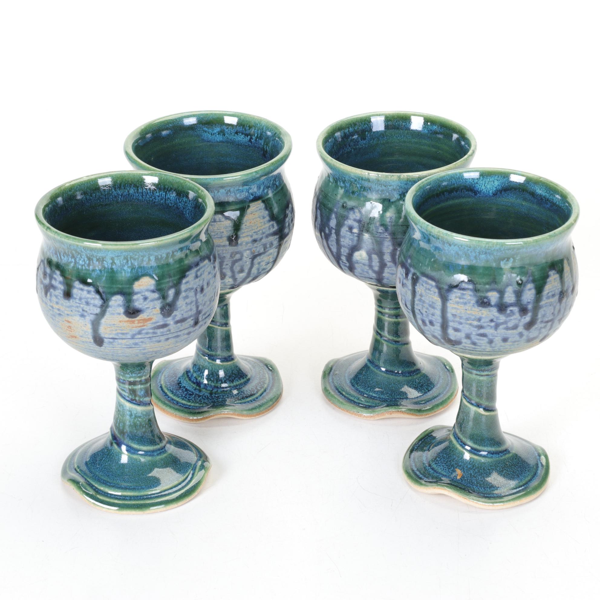 Signed Stoneware Ceramic Goblets | Everything But The House