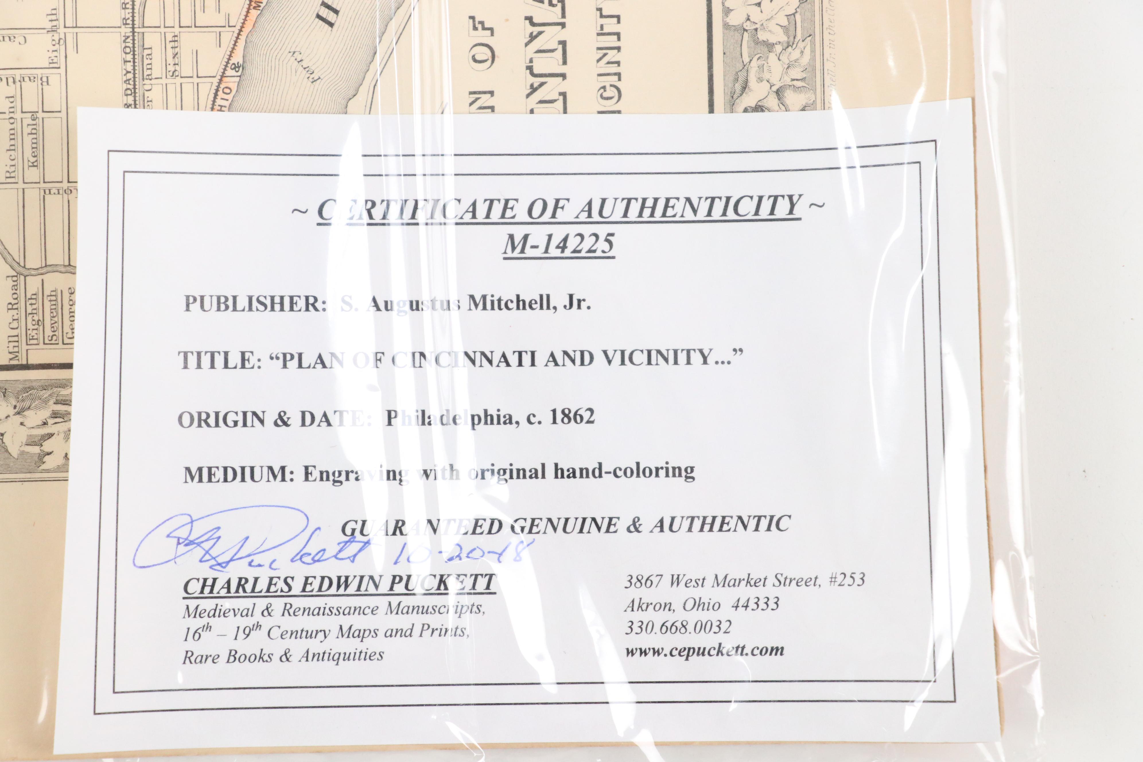 Civil War Era "Plan of Cincinnati and Vicinity" Map with Music Hall ...