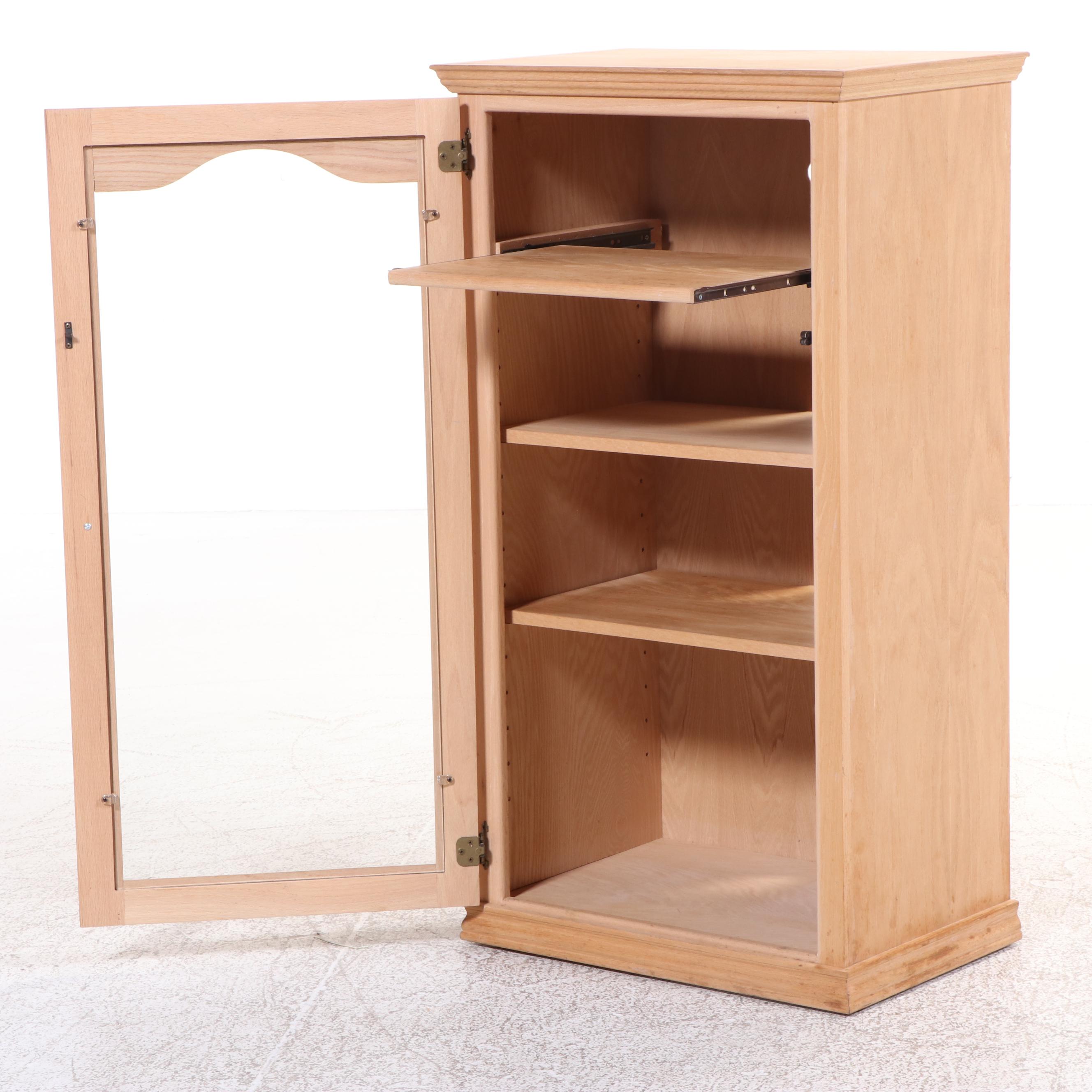 Custom-Made Glass Front Oak Media Cabinet | Everything But The House