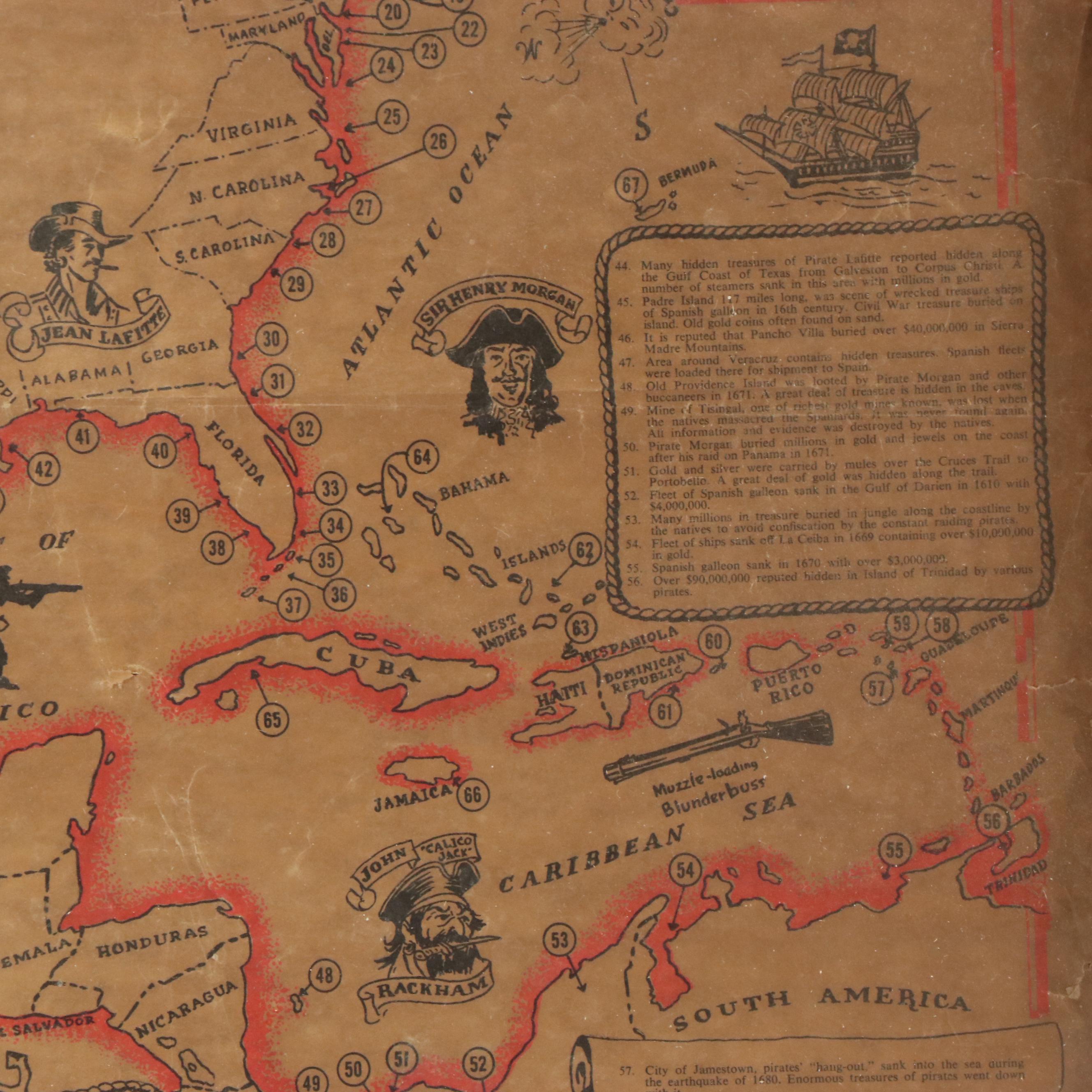 Historical Documents "Treasure Map" Fictional Lithograph Map, 1965 | EBTH