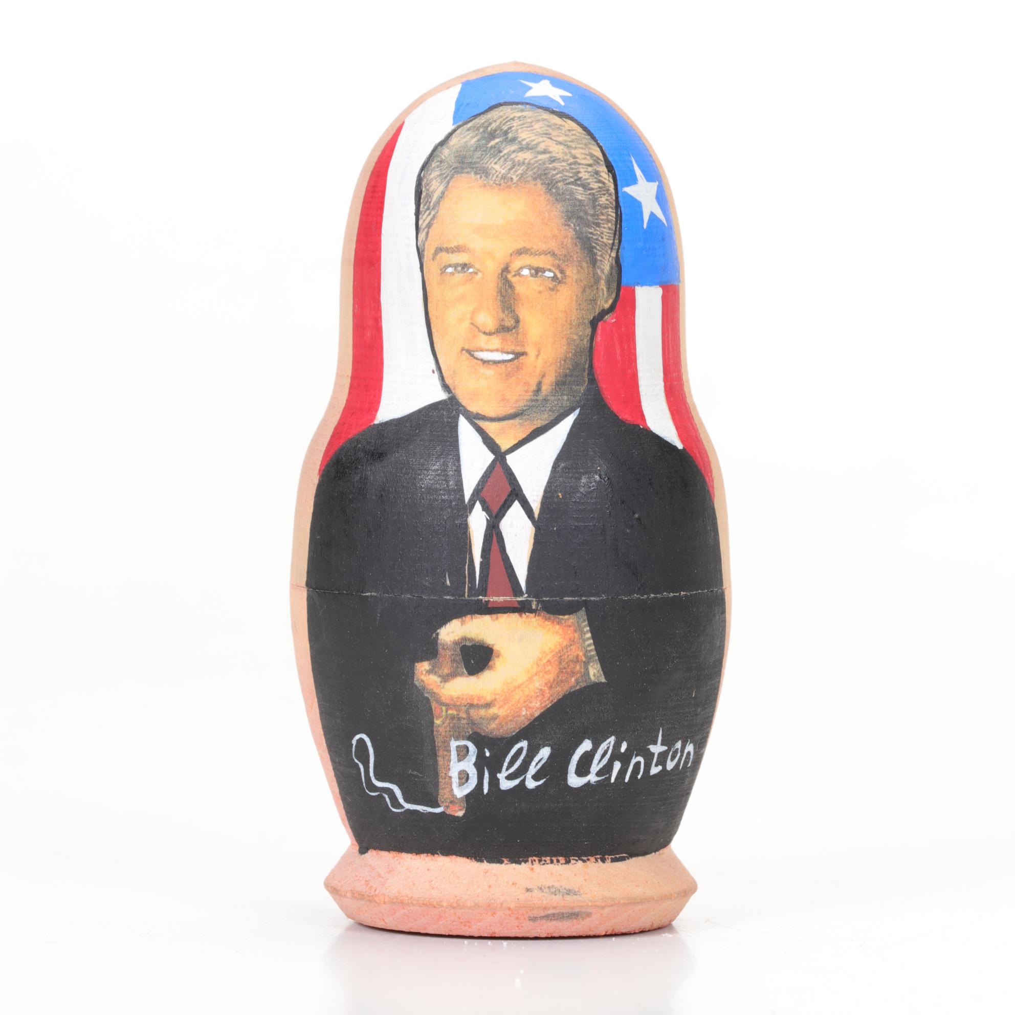 Hand-Painted Novelty Bill Clinton Nesting Doll | EBTH