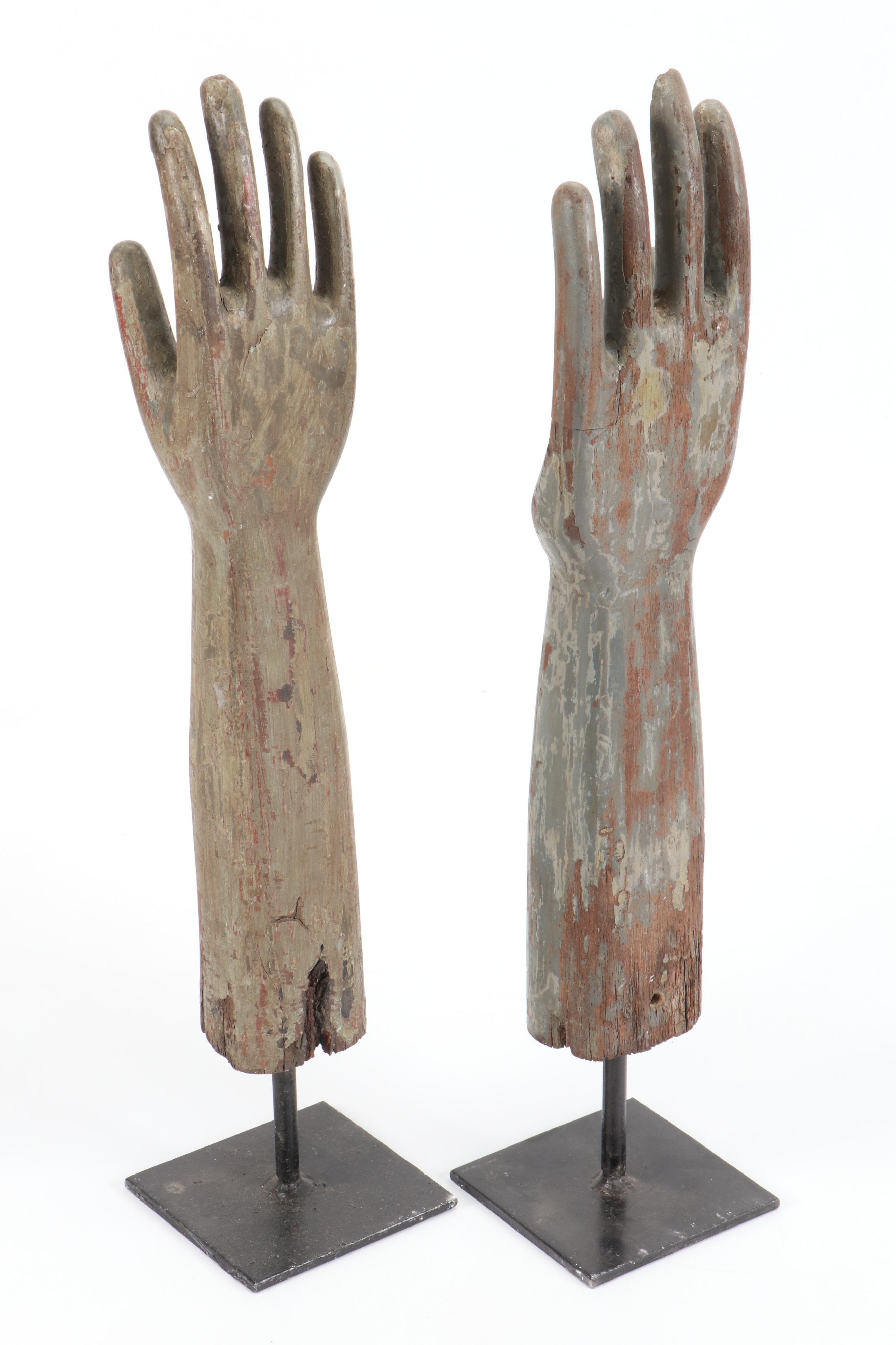 Wooden Glove Molds with Stands | Everything But The House