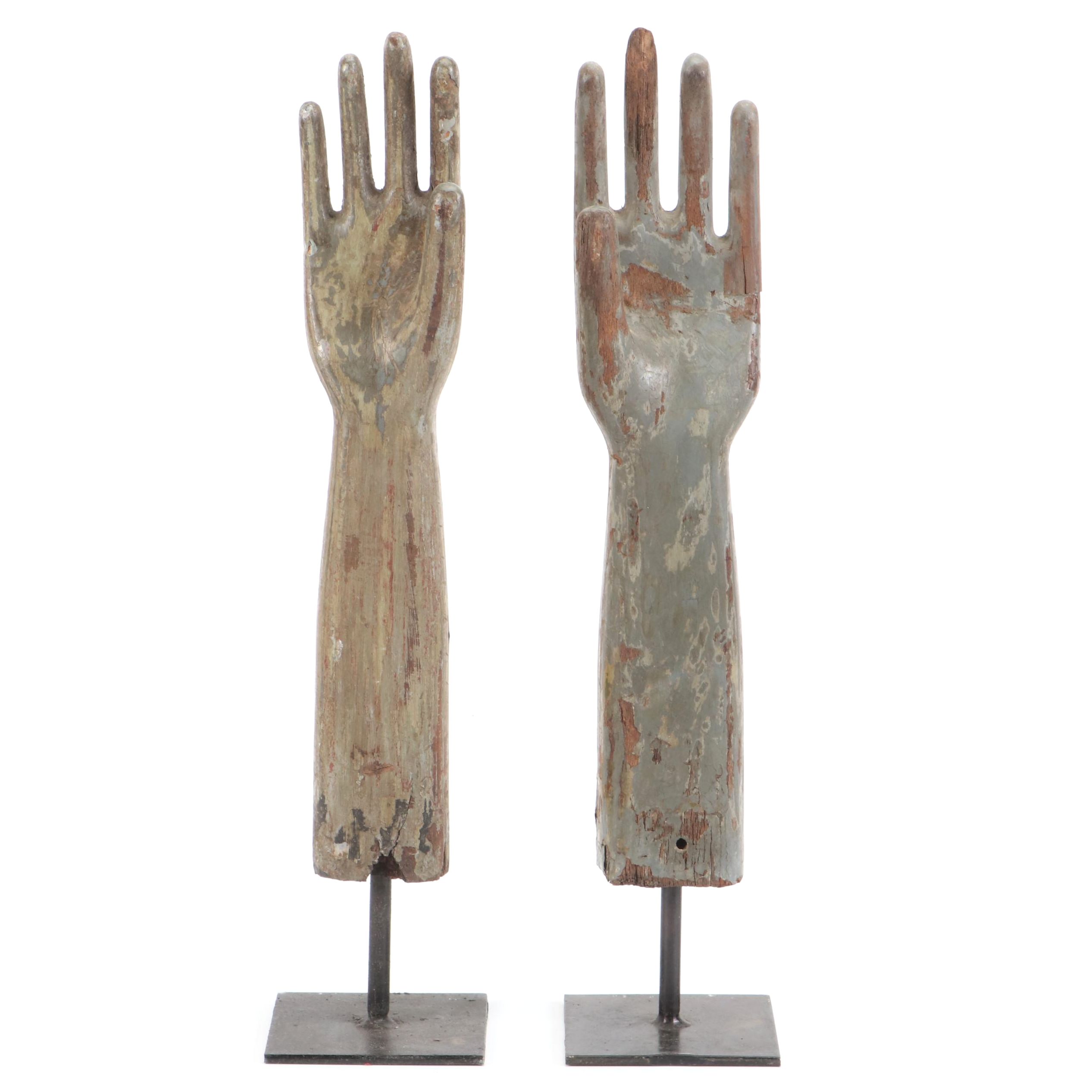 Wooden Glove Molds with Stands | Everything But The House