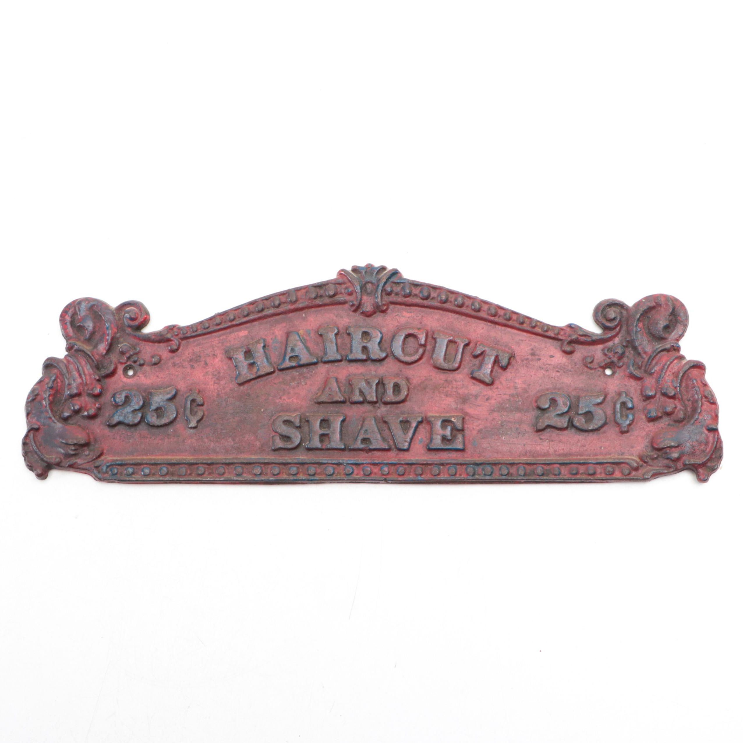 Victorian Style Cast Iron "Haircut and Shave" Sign | EBTH