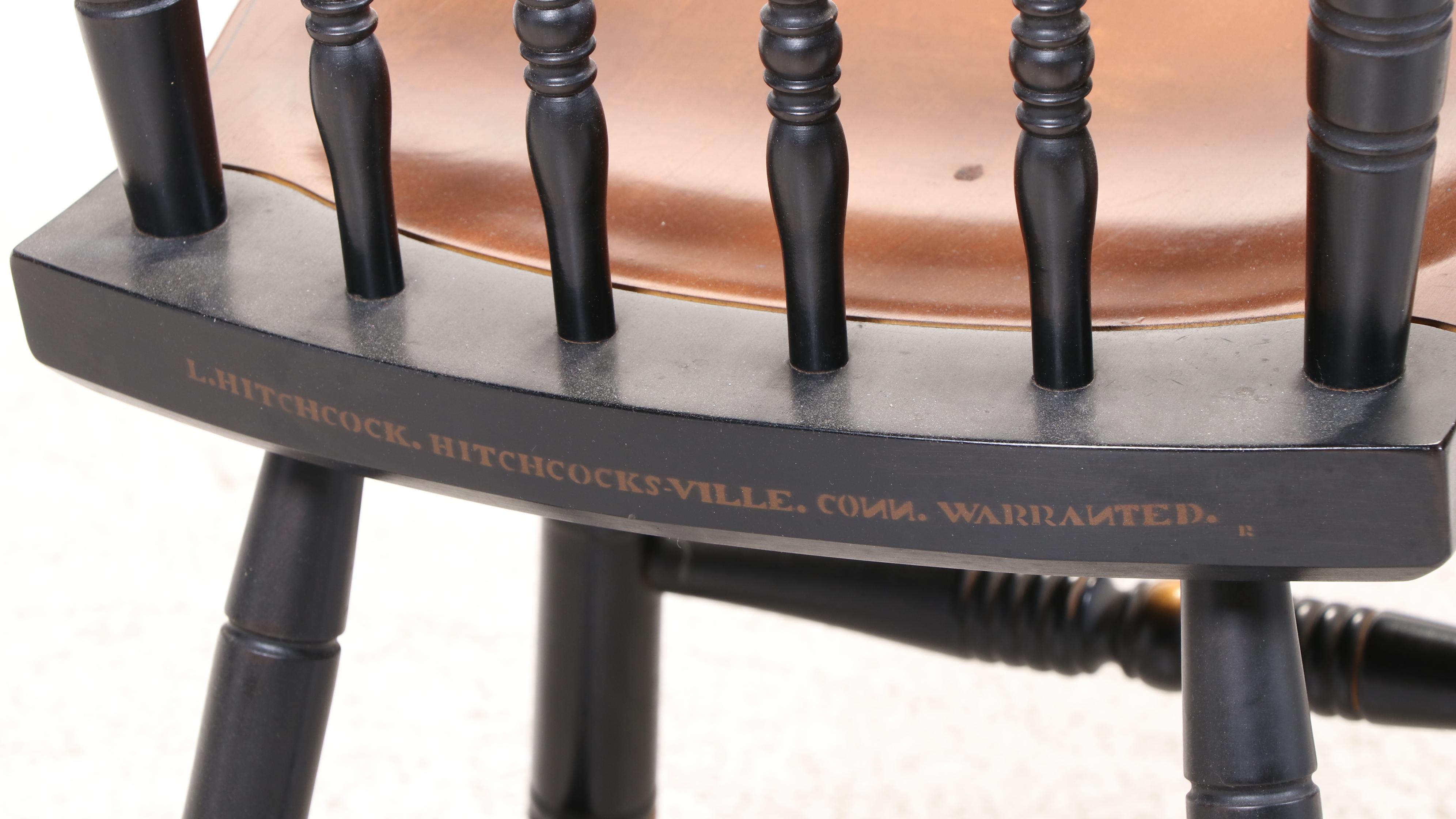 Pair of L. Hitchcock Maple, Ebonized, and Gilt-Stenciled "Fancy" Side ...