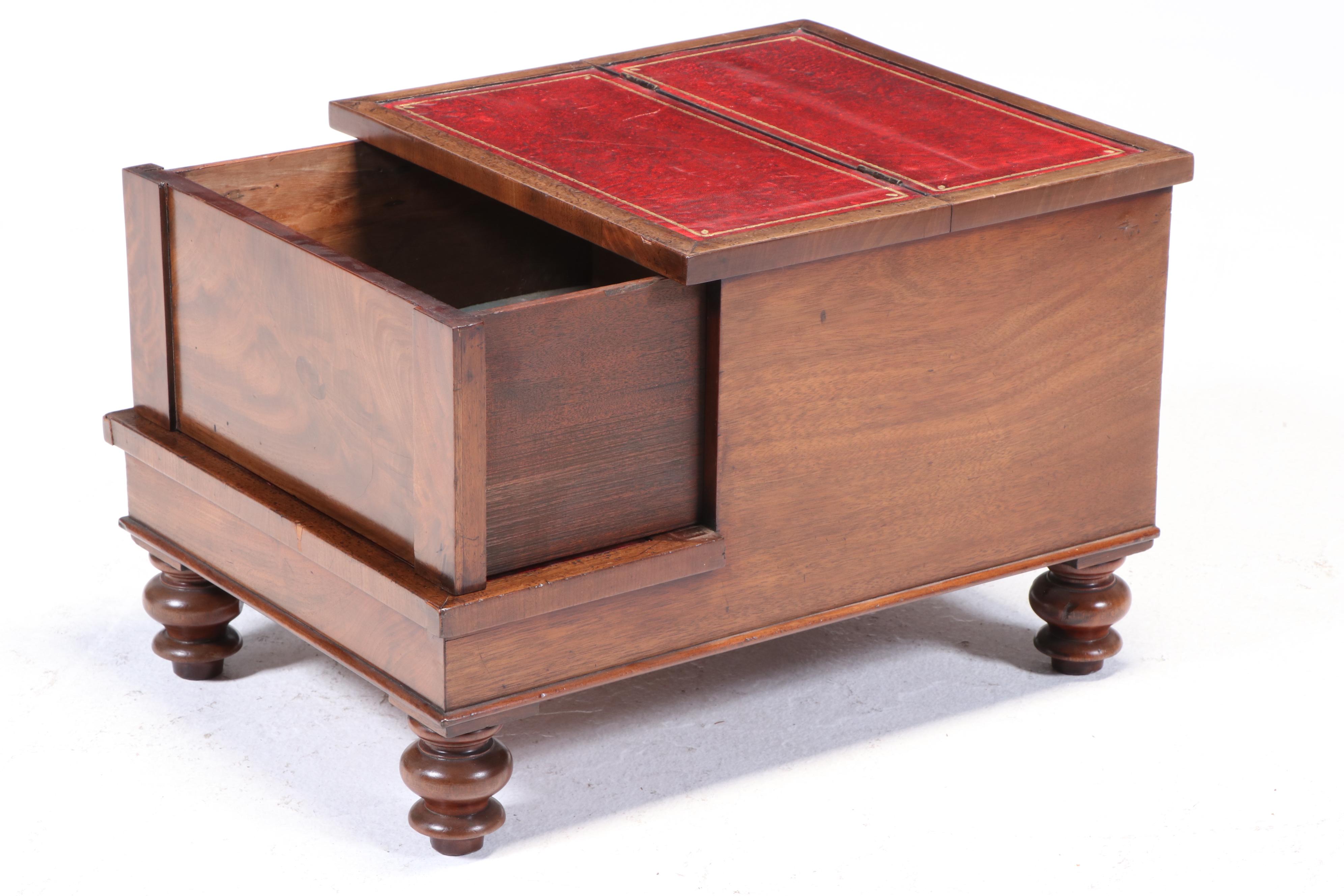 Early Victorian Mahogany and Gilt-Tooled Leather Bed Steps, Mid-19th ...