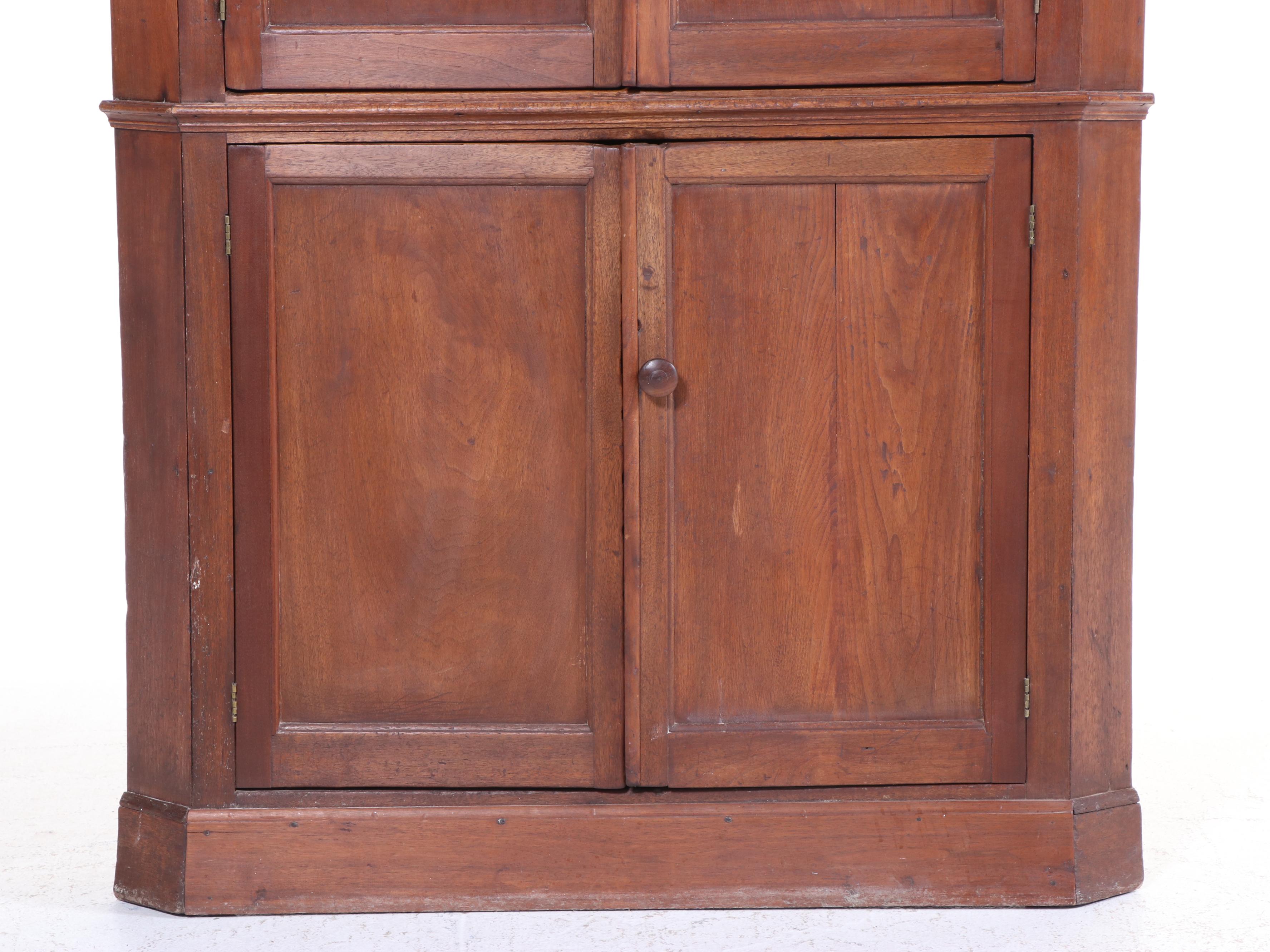American Primitive Walnut Corner Cupboard, Early to Mid-19th Century | EBTH