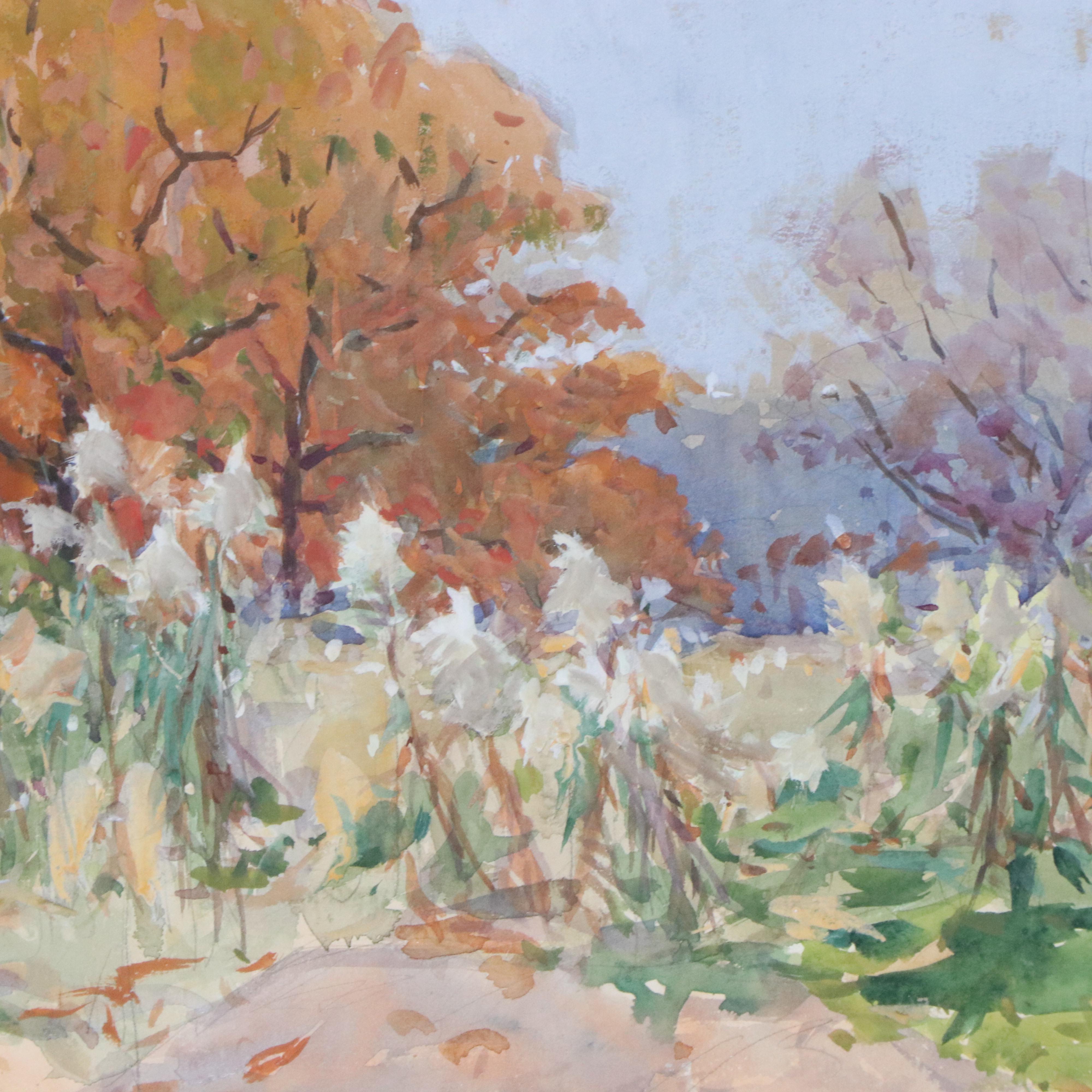 Joseph Scheuerle Wooded Landscape Watercolor Painting | EBTH