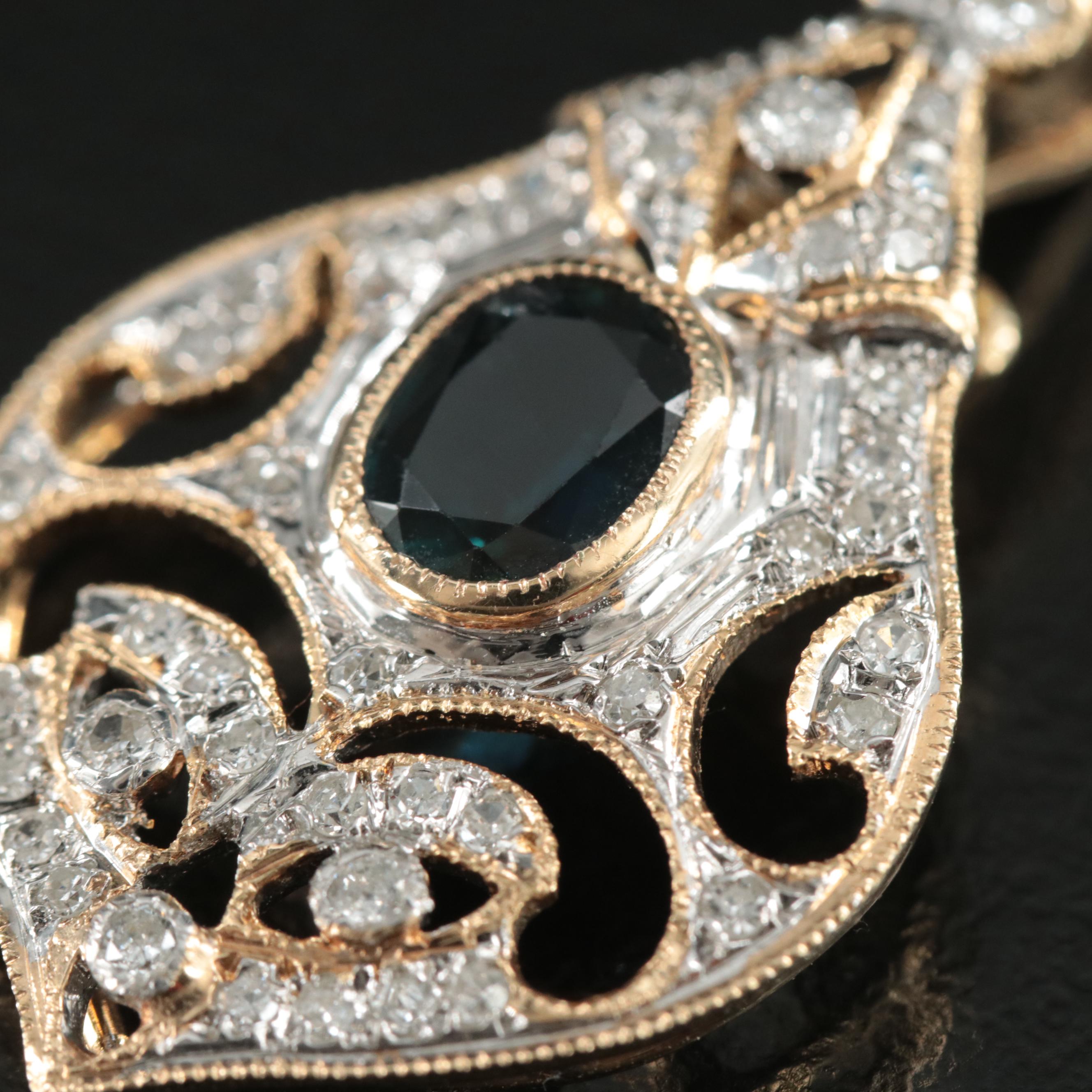 14K Sapphire and Diamond Enhancer Pendant | Everything But The House