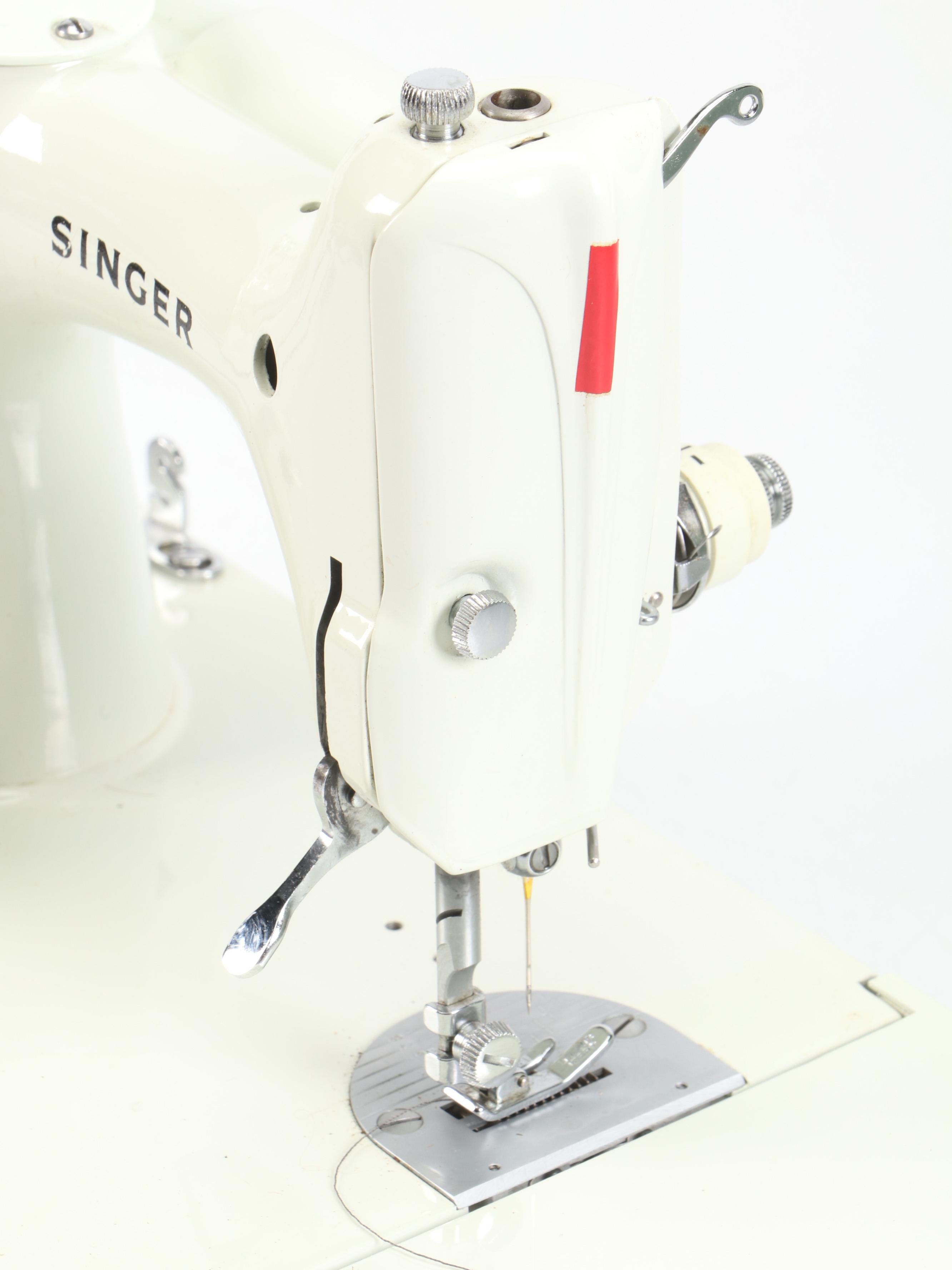 Singer 221K Featherweight Sewing Machine with Case and Supplies, Mid ...