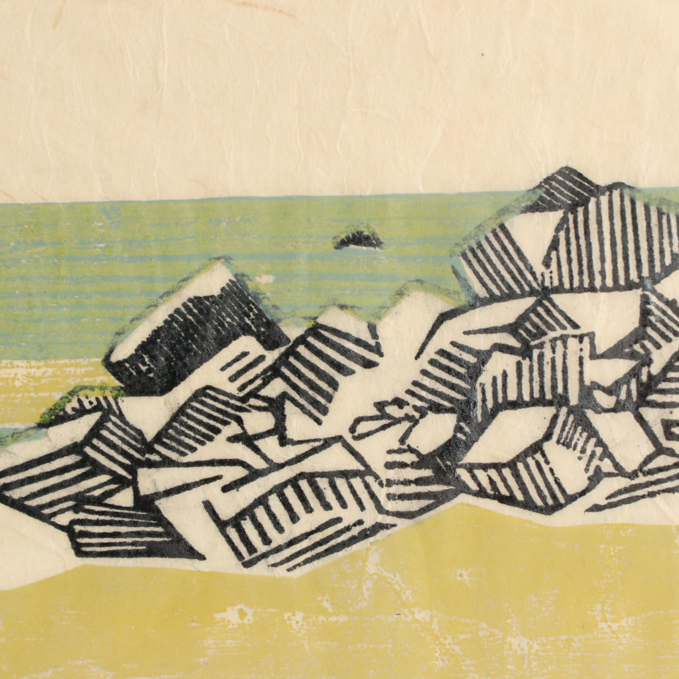 Paul Shaub Woodblock Print "Shellhunters" | EBTH