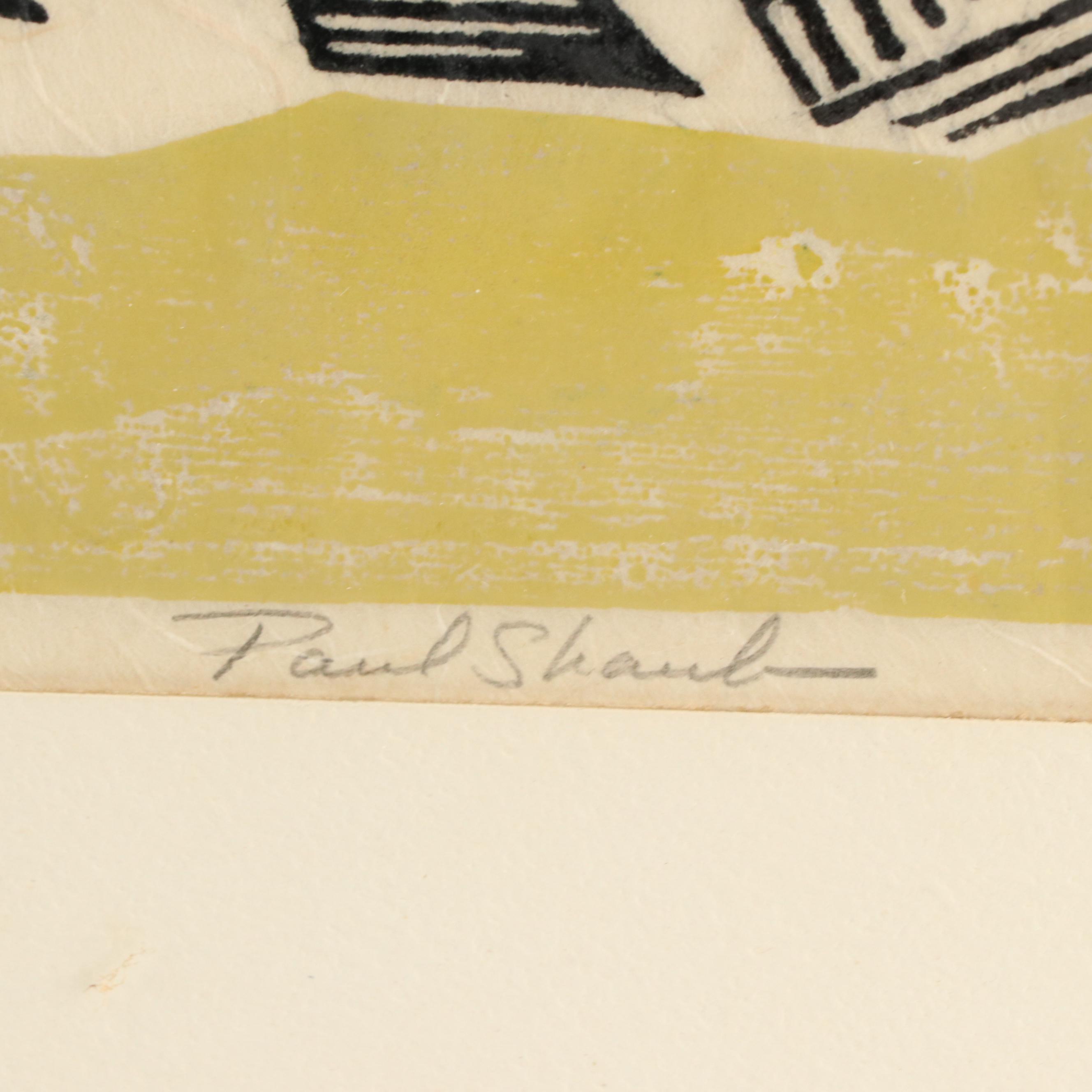Paul Shaub Woodblock Print "Shellhunters" | EBTH