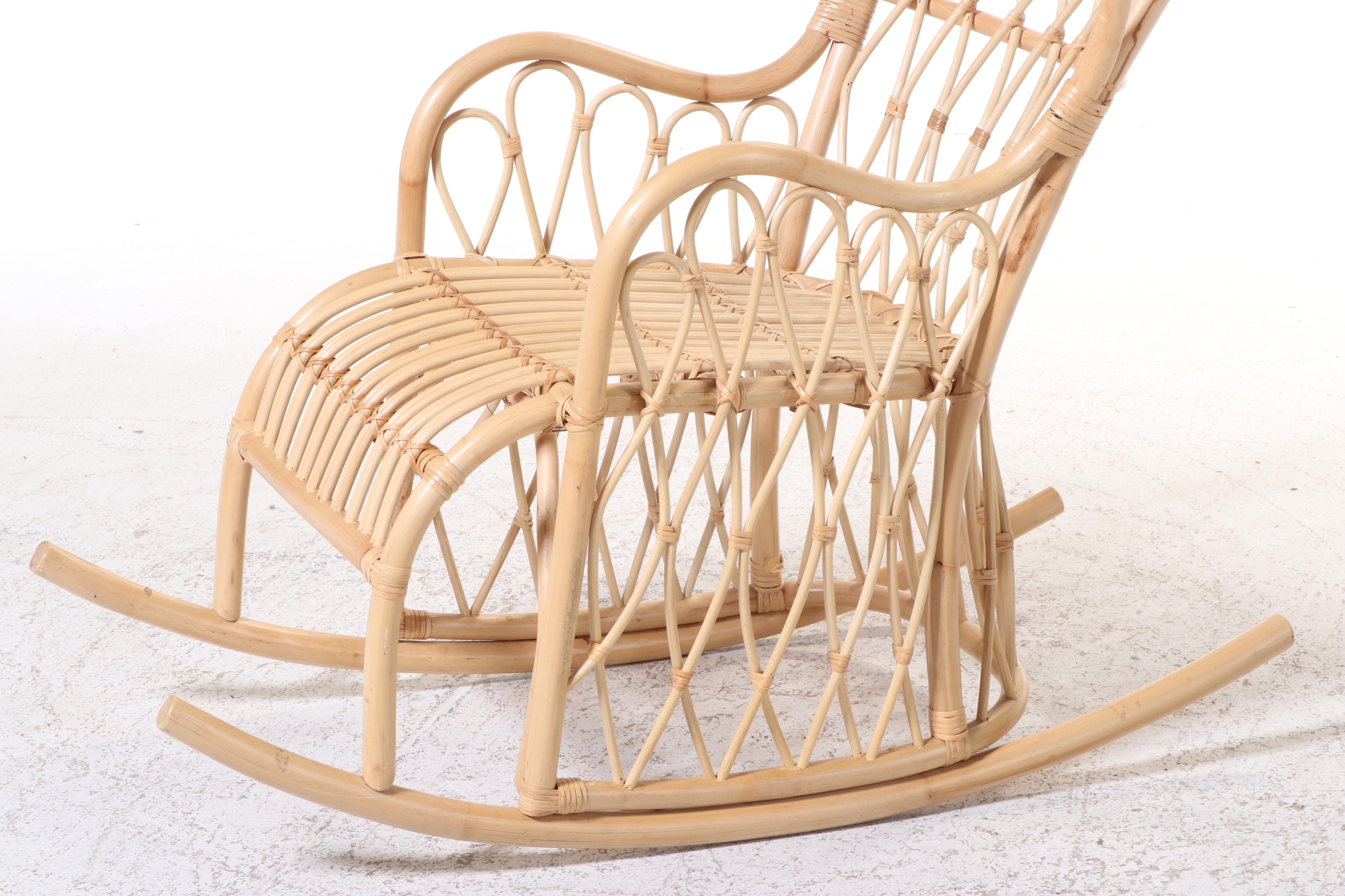 Outlook International Bent Rattan Wingback Rocker | EBTH