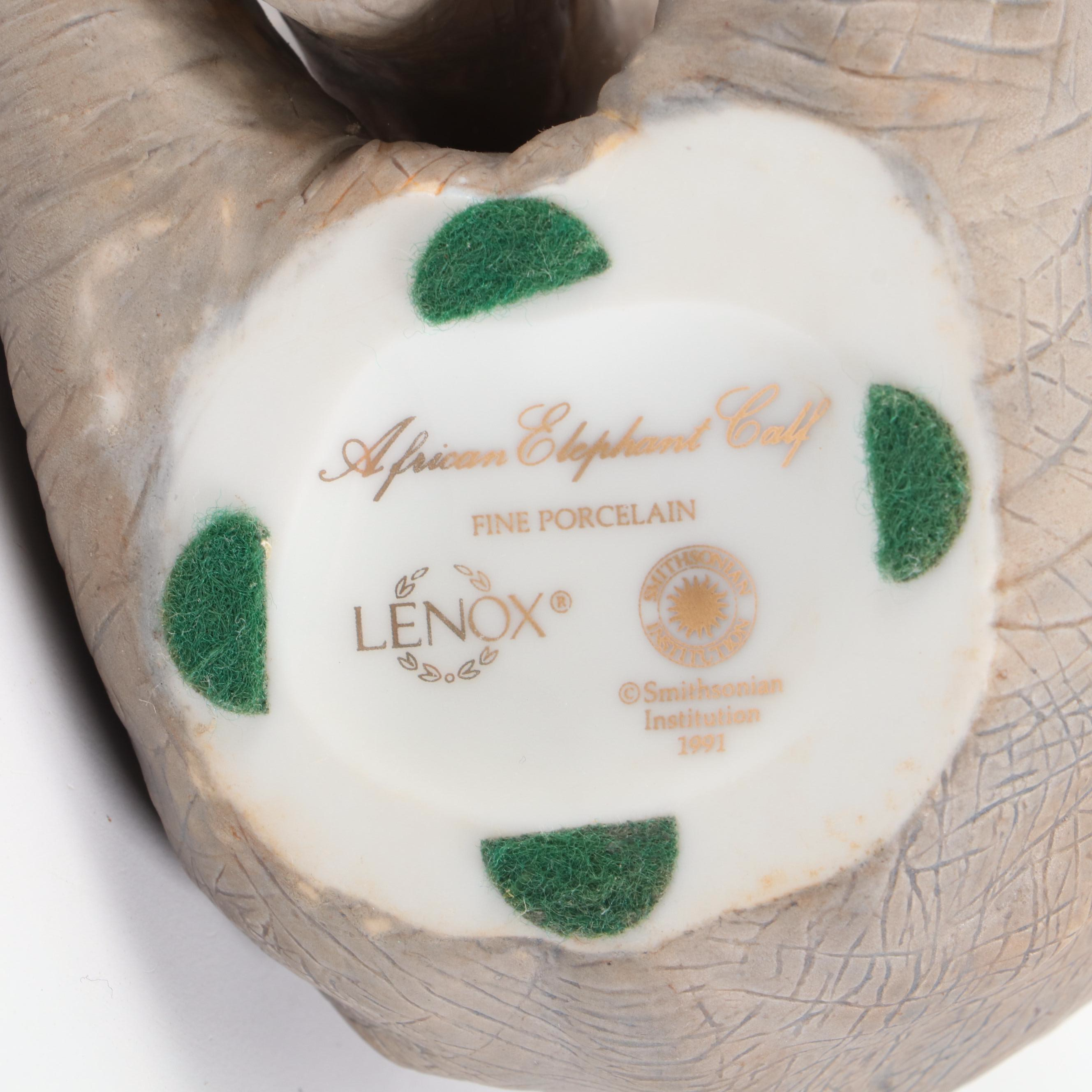 Lenox "African Elephant Calf" and "Asian Elephant Calf" Porcelain ...