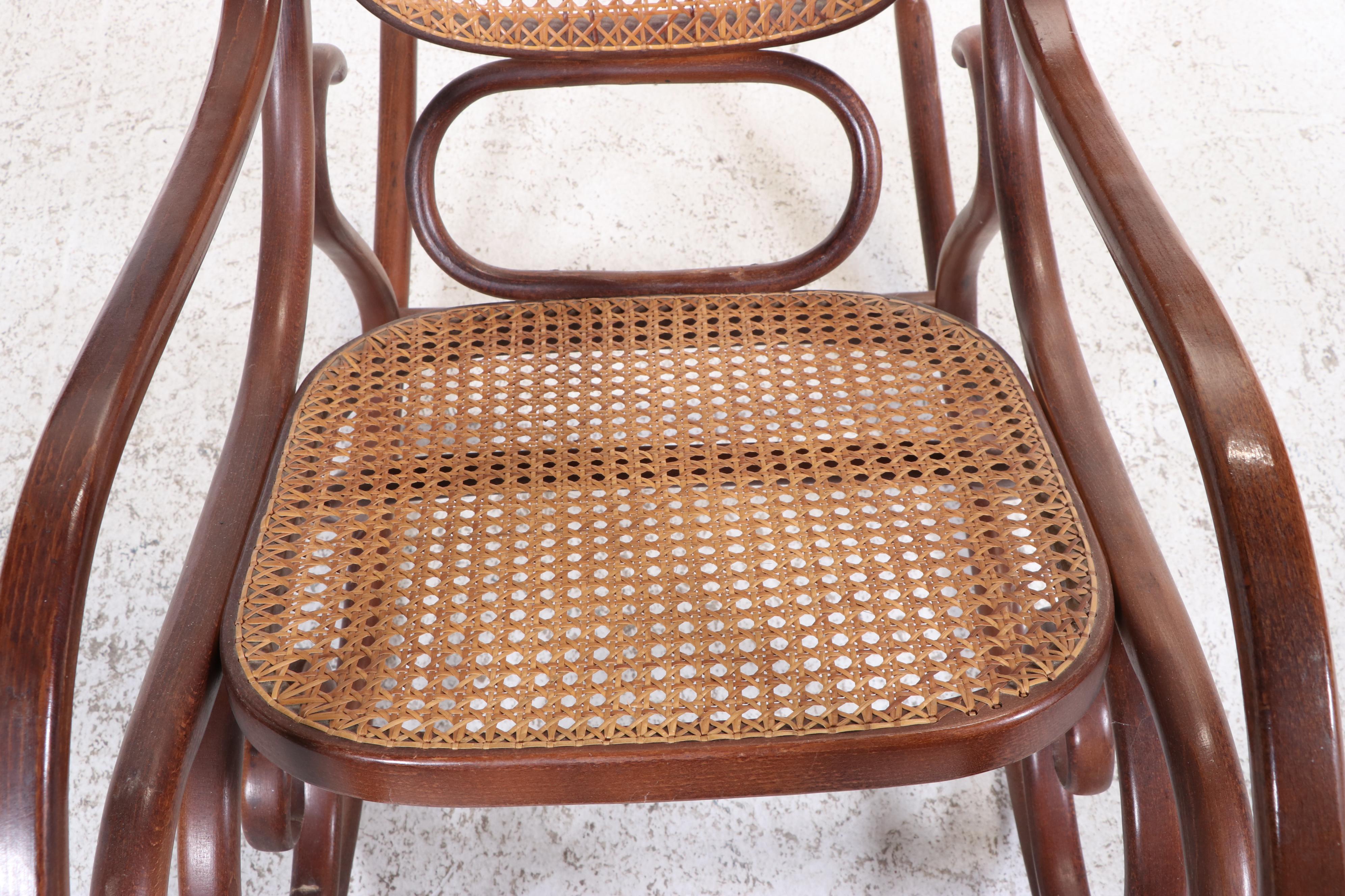 Thonet Style Bentwood and Caned Rocker with Stool | EBTH