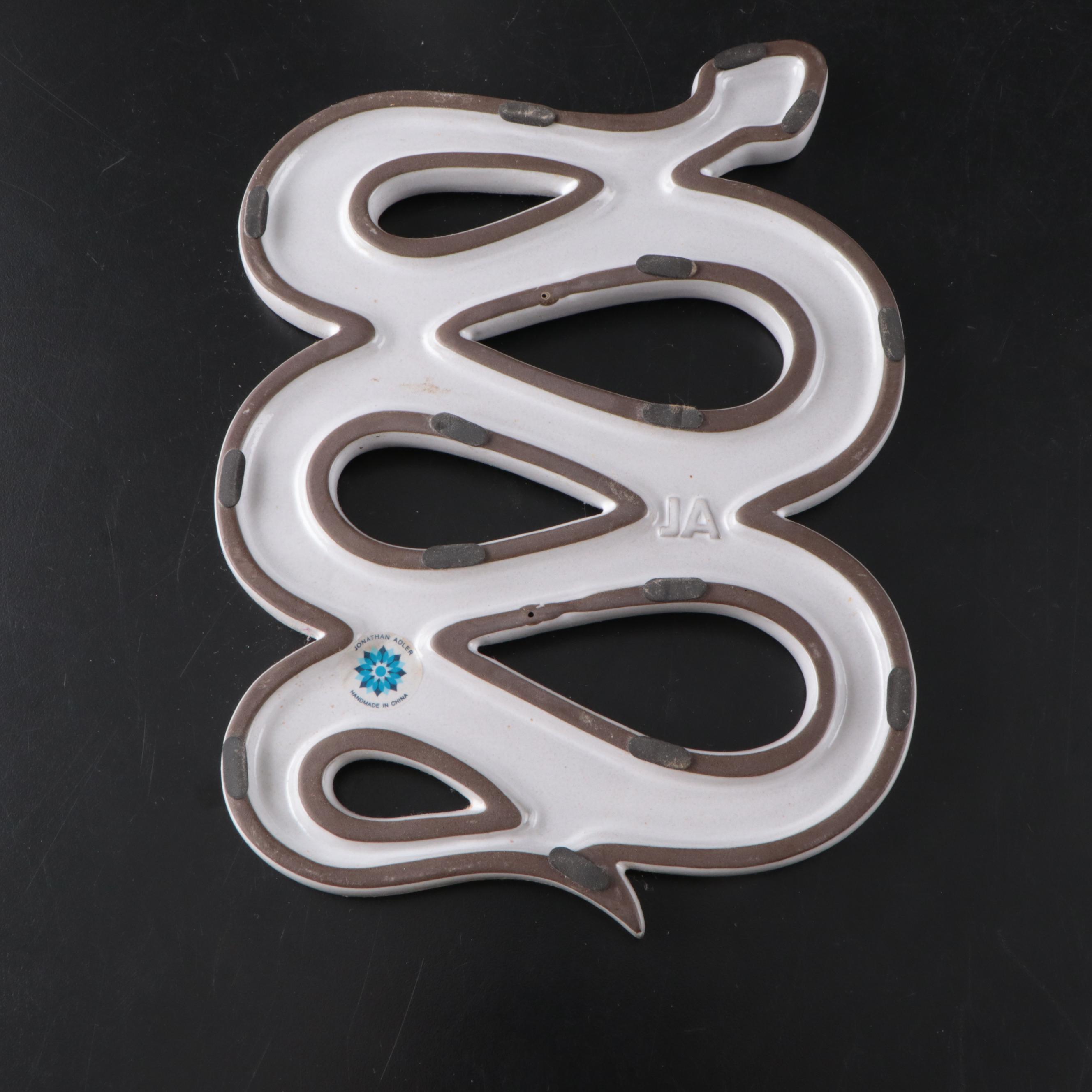 Jonathan Adler Earthenware Snake Trivet with Owl Candle Holder | EBTH