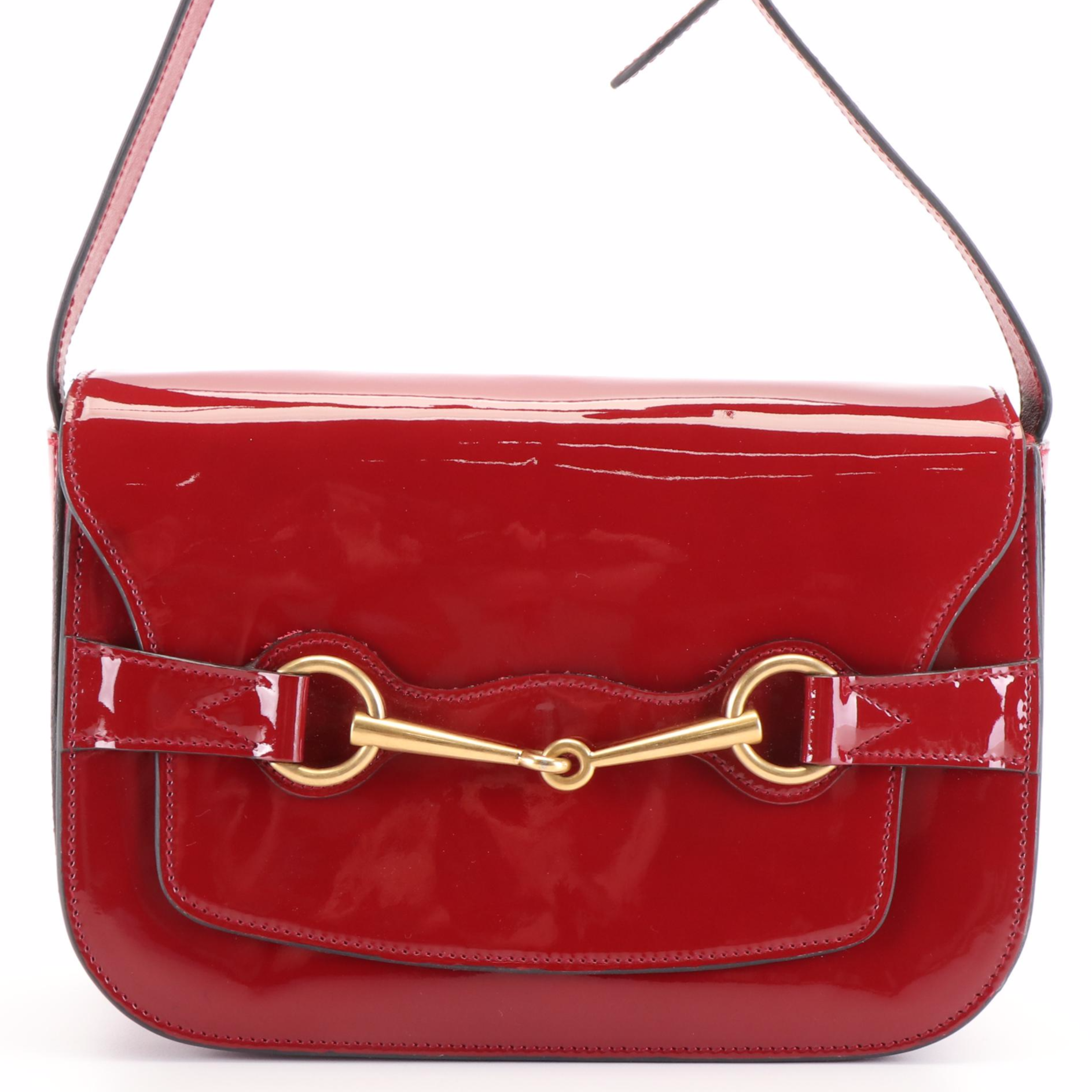 Gucci Horsebit Shoulder Bag in Red Patent Leather | EBTH
