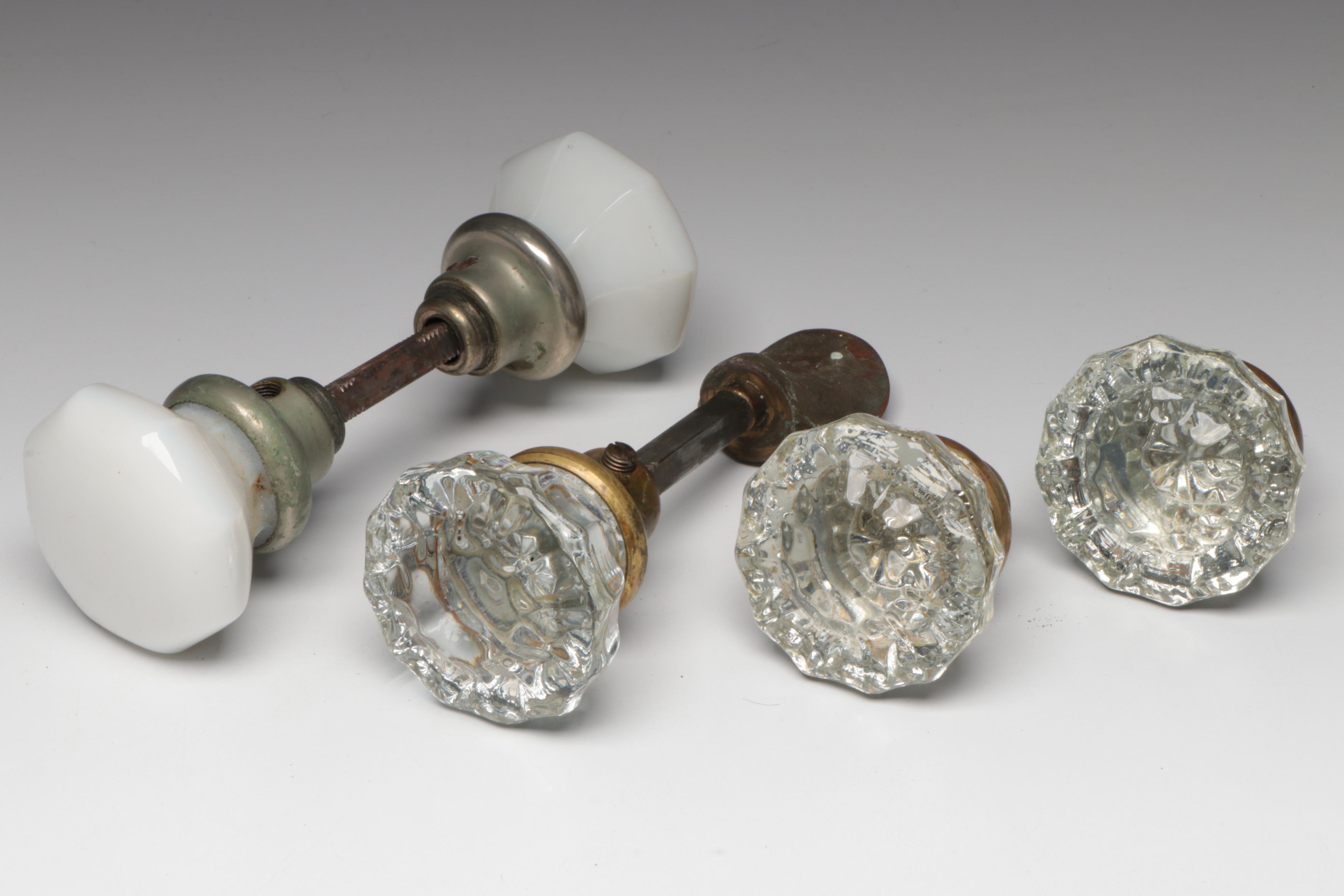 Pair of Art Deco Style PO Box Doors with Glass Door Knobs, Early to Mid ...