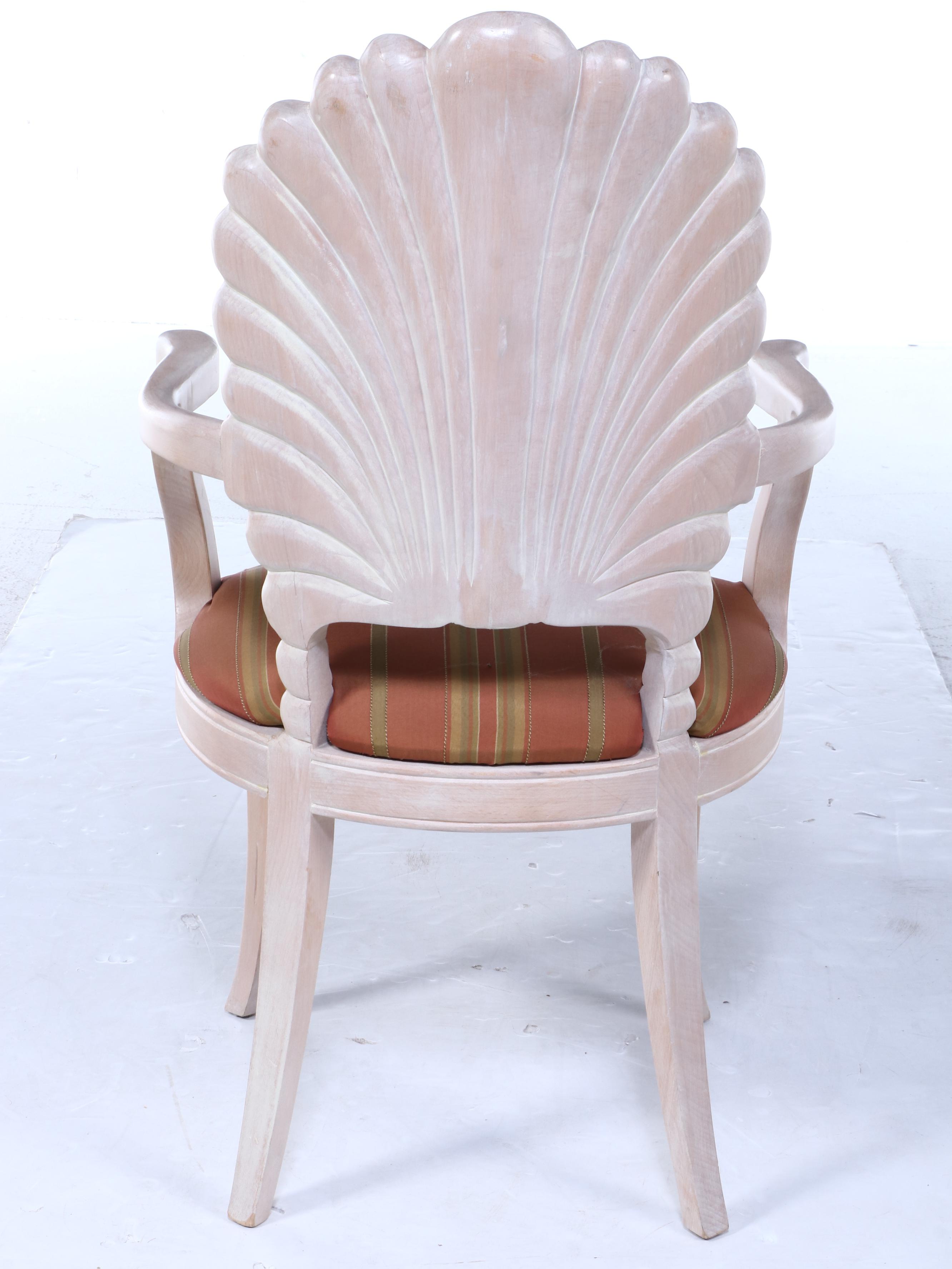 Venetian Style Carved Wood Shell Back Armchair | Everything But The House
