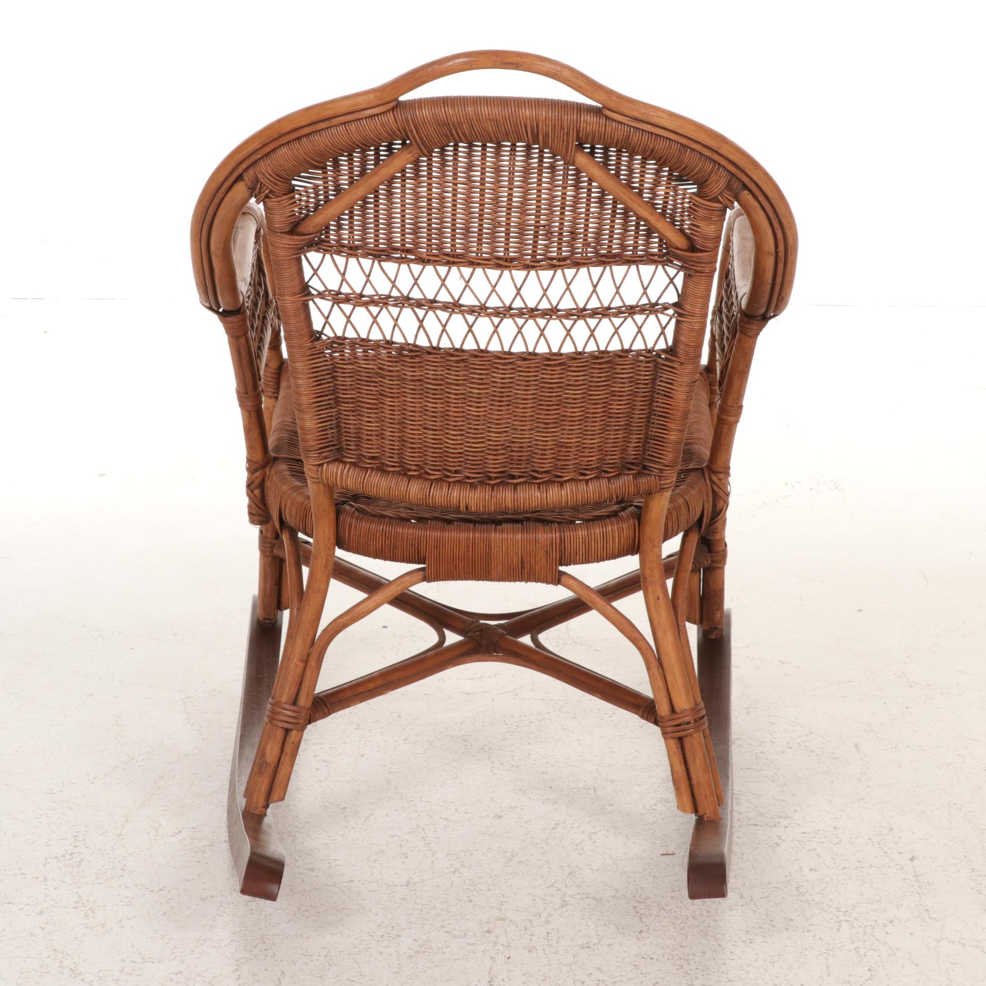 Bent Rattan Wicker Rocking Chair, Late 20th Century | EBTH