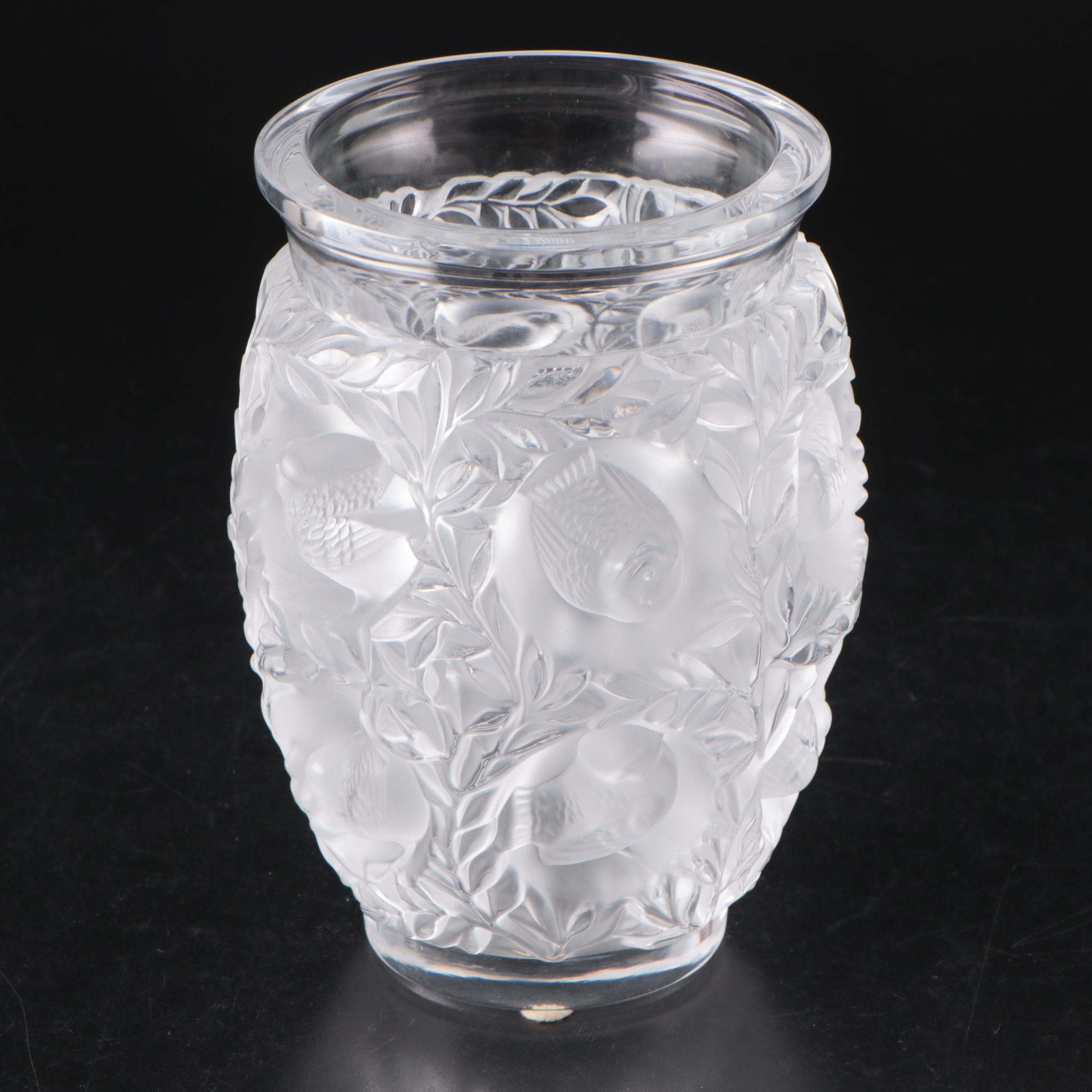 Lalique "Bagatelle" Frosted and Clear Crystal Vase | Everything But The ...