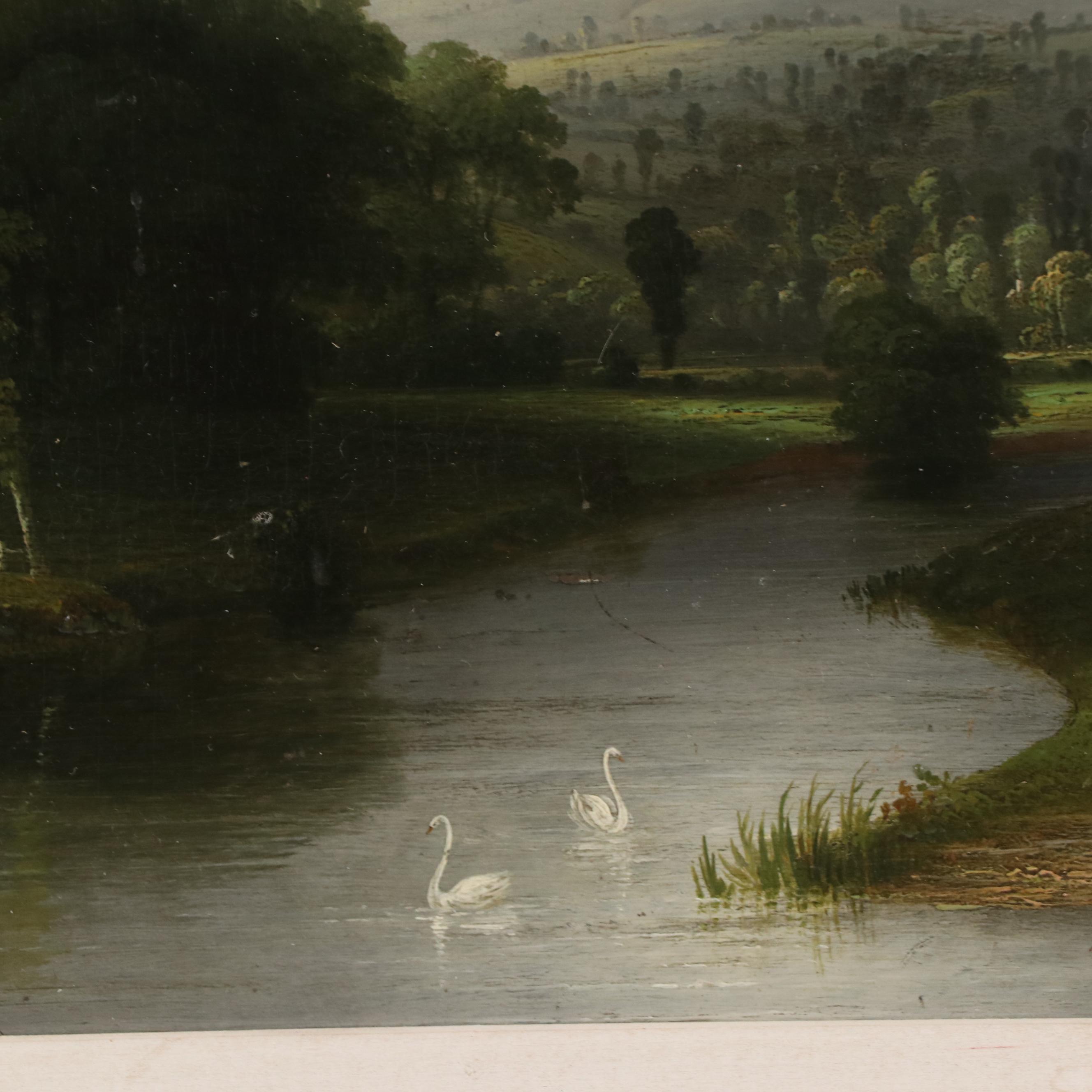 Attributed to John Wallace Tucker River Landscape Oil Painting, 19th ...